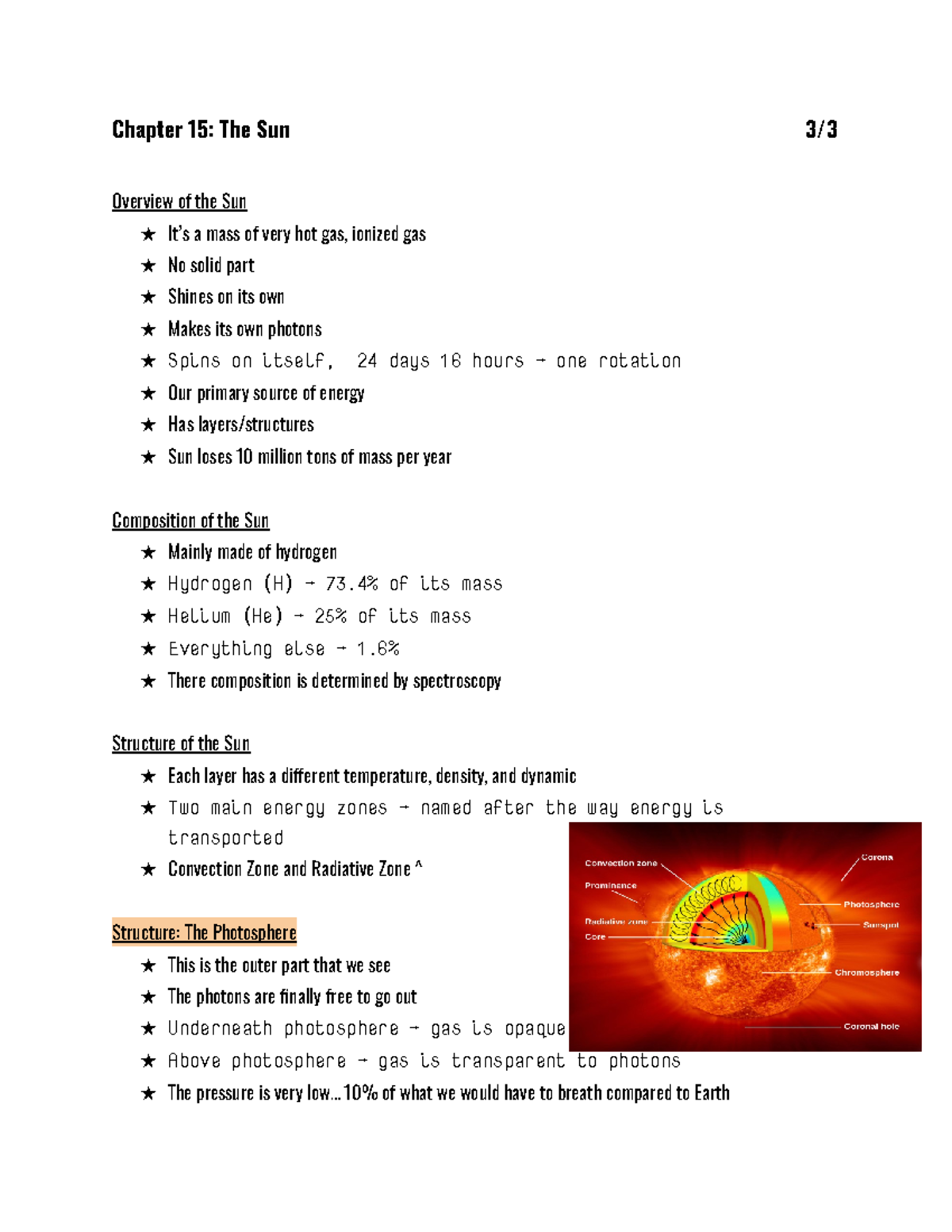 Ch. 15 - Overview of the Sun: Composition, Structure & Effects - Studocu