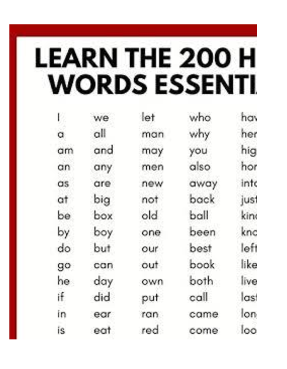 200 Essential H Sight Words Flashcards for Early Learners - Studocu