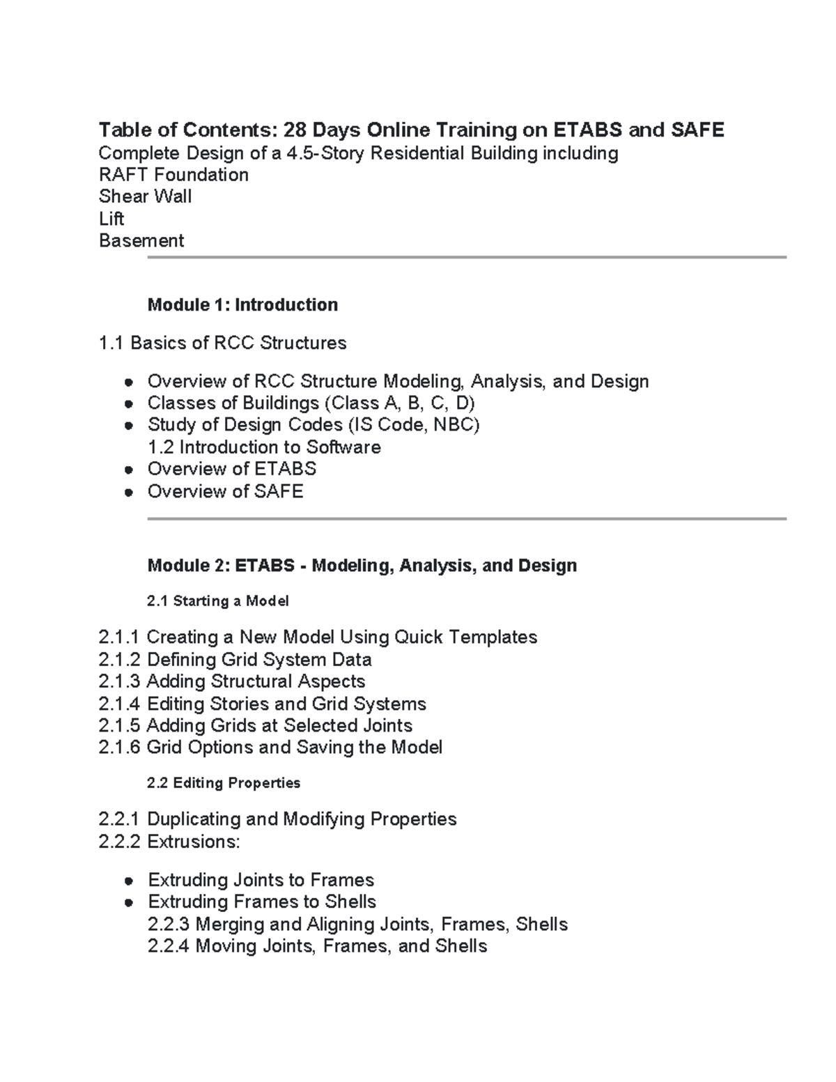 ETABS & SAFE Training: Complete Guide to Residential Design - Studocu