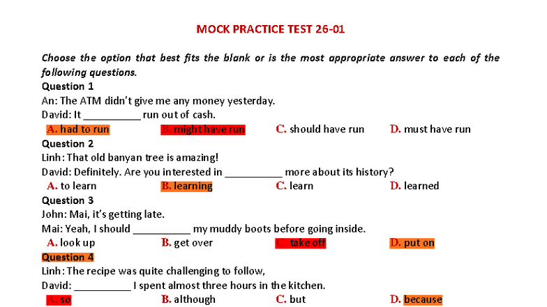 MOCK PRACTICE TEST: English Language Proficiency Assessment - Studocu