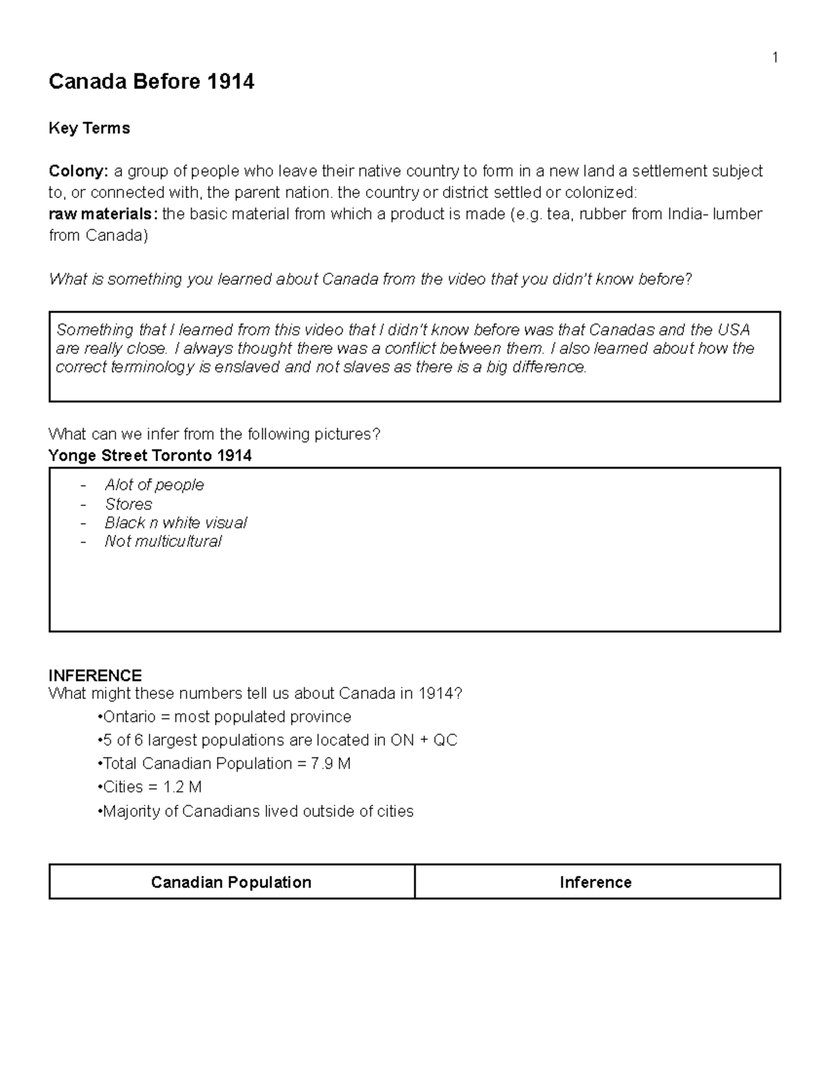 Canada Before 1914: Key Terms, Population Insights, and Cultural ...