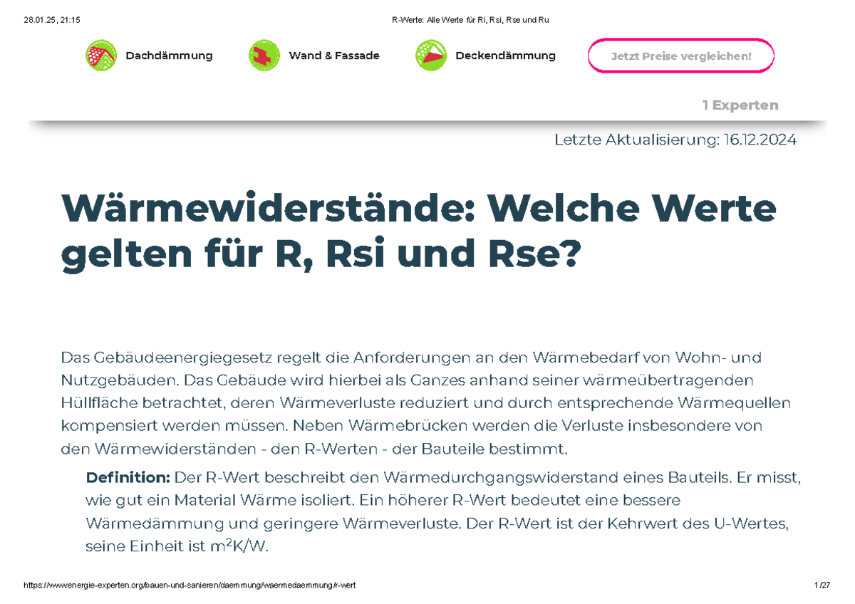 R-Werte für Ri, Rsi, Rse, und Ru: Grundlagen und Anwendungsbeispiele ...