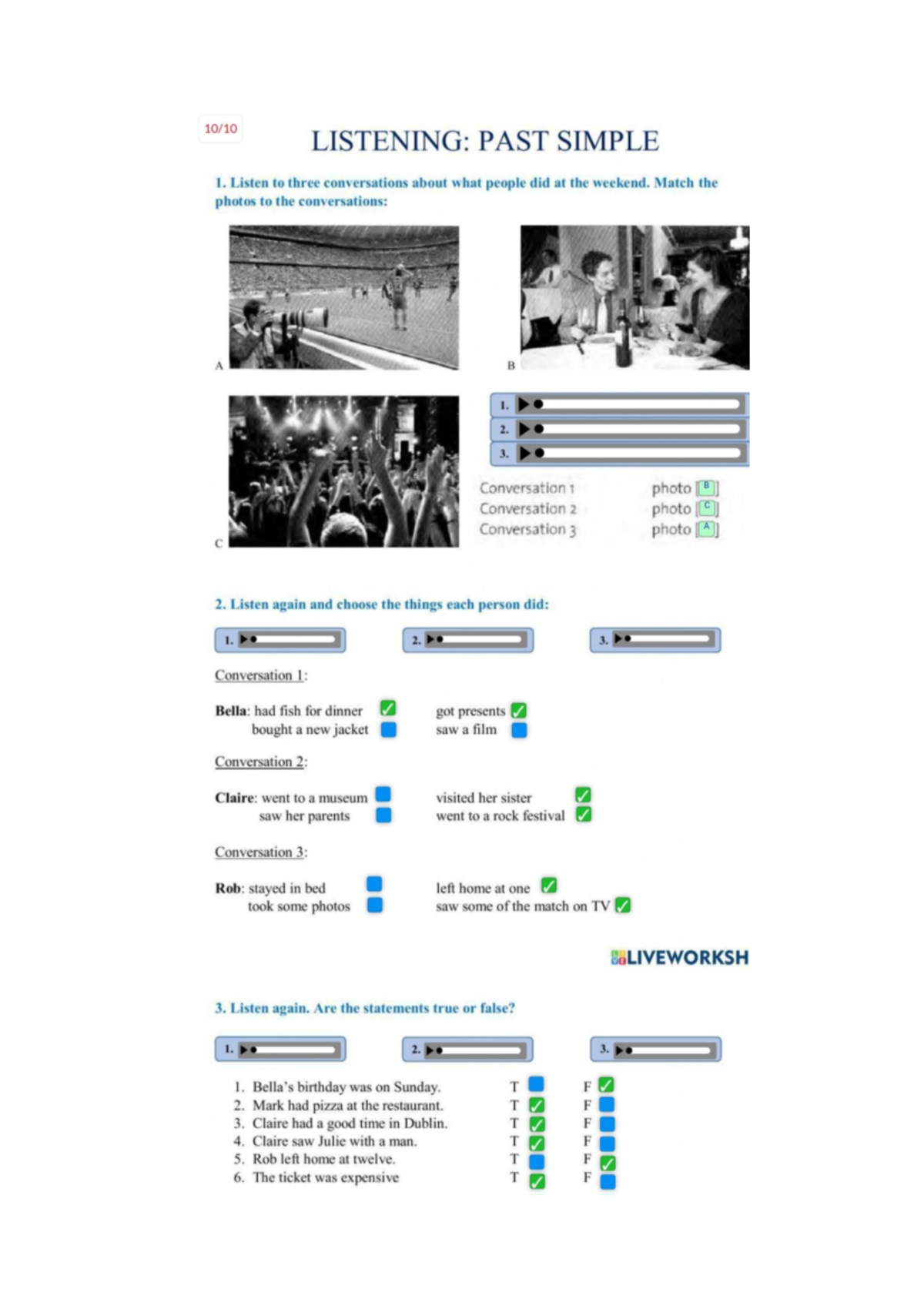 Listening 4: Past Simple Conversations & Exercises - Studocu