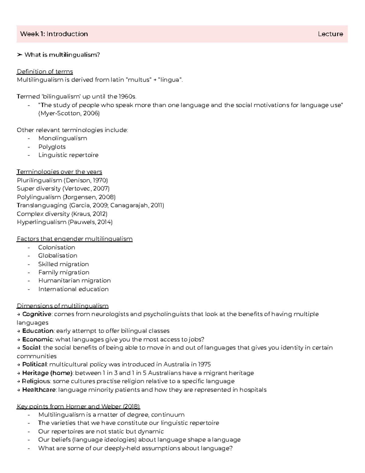 Ling3388 Weeks 1-5: Multilingualism & Communication Access Lectures ...