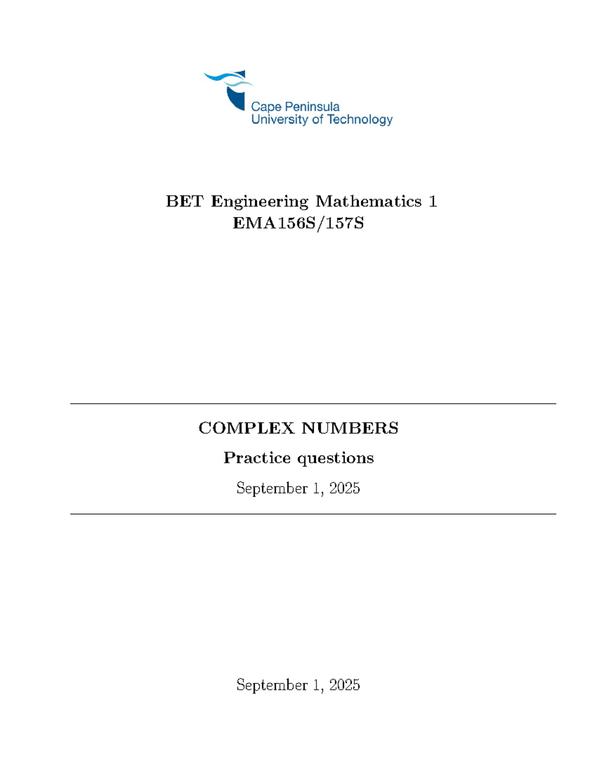 Complex Numbers Practice Questions for BET Engineering Mathematics 1 ...