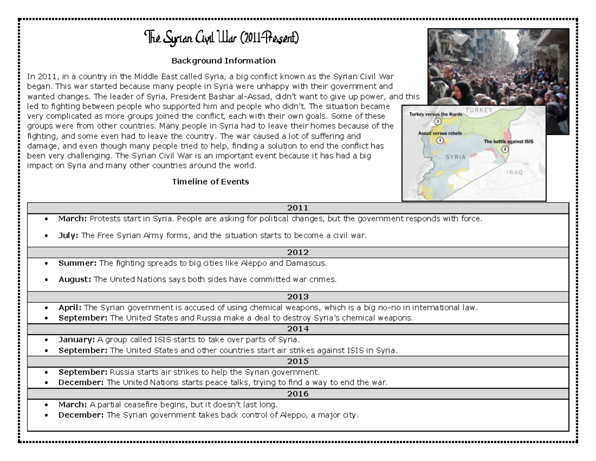 SYR 101: Overview of the Syrian Civil War (2011 - Present) - Studocu