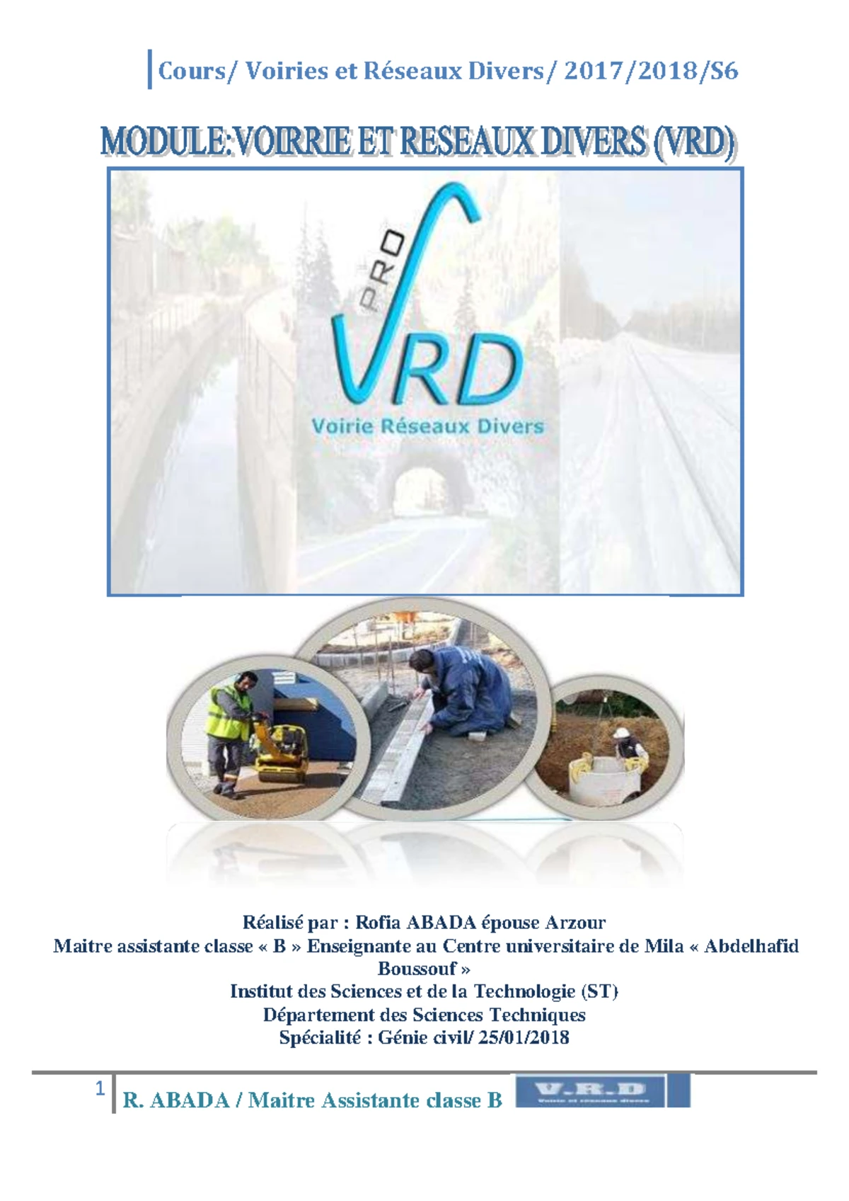 VRD - Module complet des Voiries et Réseaux Divers (VRD) + Exercices d'application. - SOMMAIRE ...