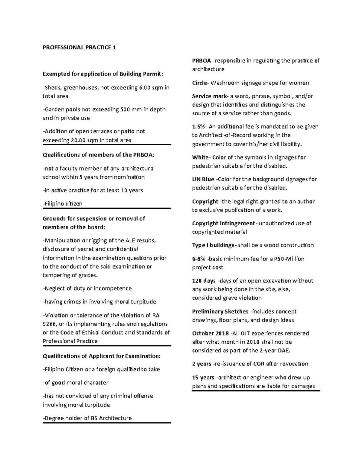 RA-9266 Summary: Key Provisions of the Architecture Act of 2004 - Studocu