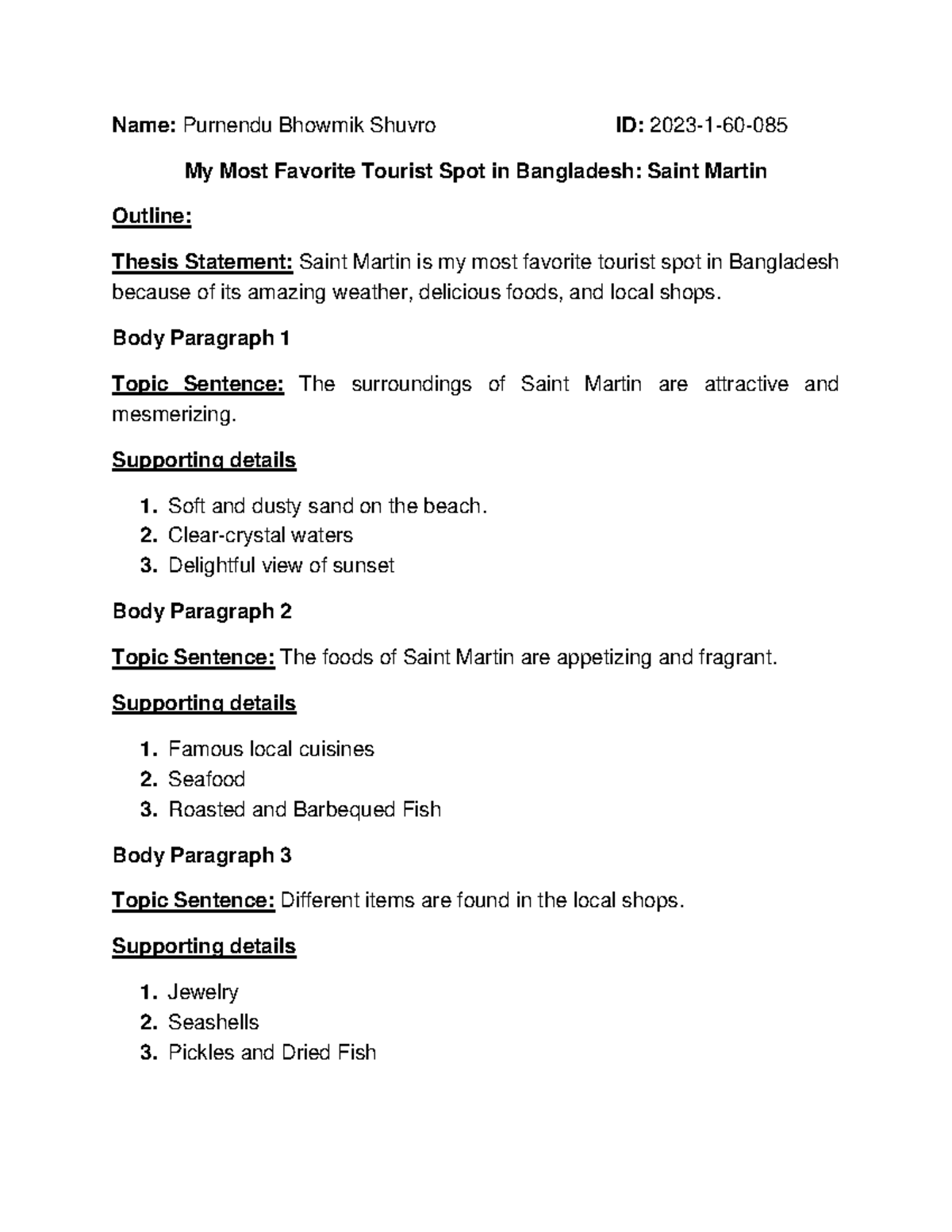 ENG101: Descriptive Essay on My Favorite Tourist Spot - Saint Martin ...