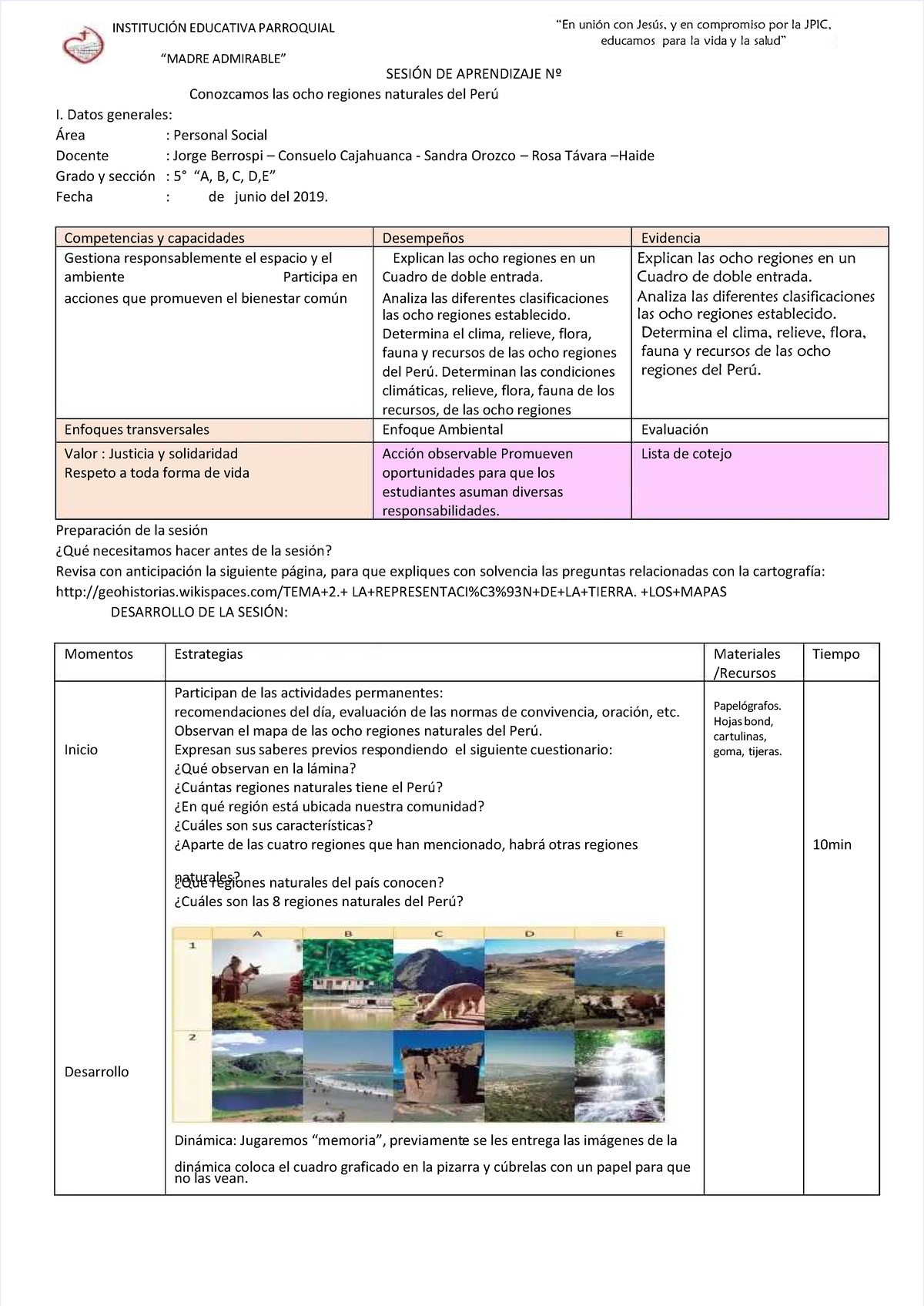 Conozcamos las 8 Regiones Naturales del Perú - Sesión de Aprendizaje Nº ...