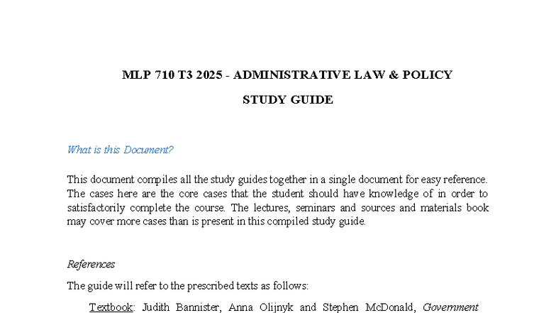 MLP 710 T3 2025 Administrative Law Comprehensive Study Guide - Studocu