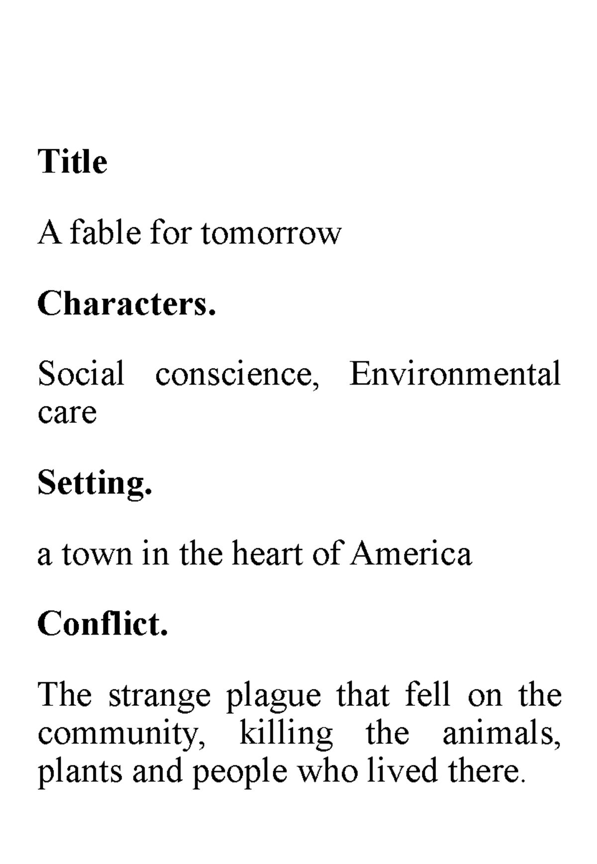 Task Naiver Jimenez - tarea - Title A fable for tomorrow Characters ...