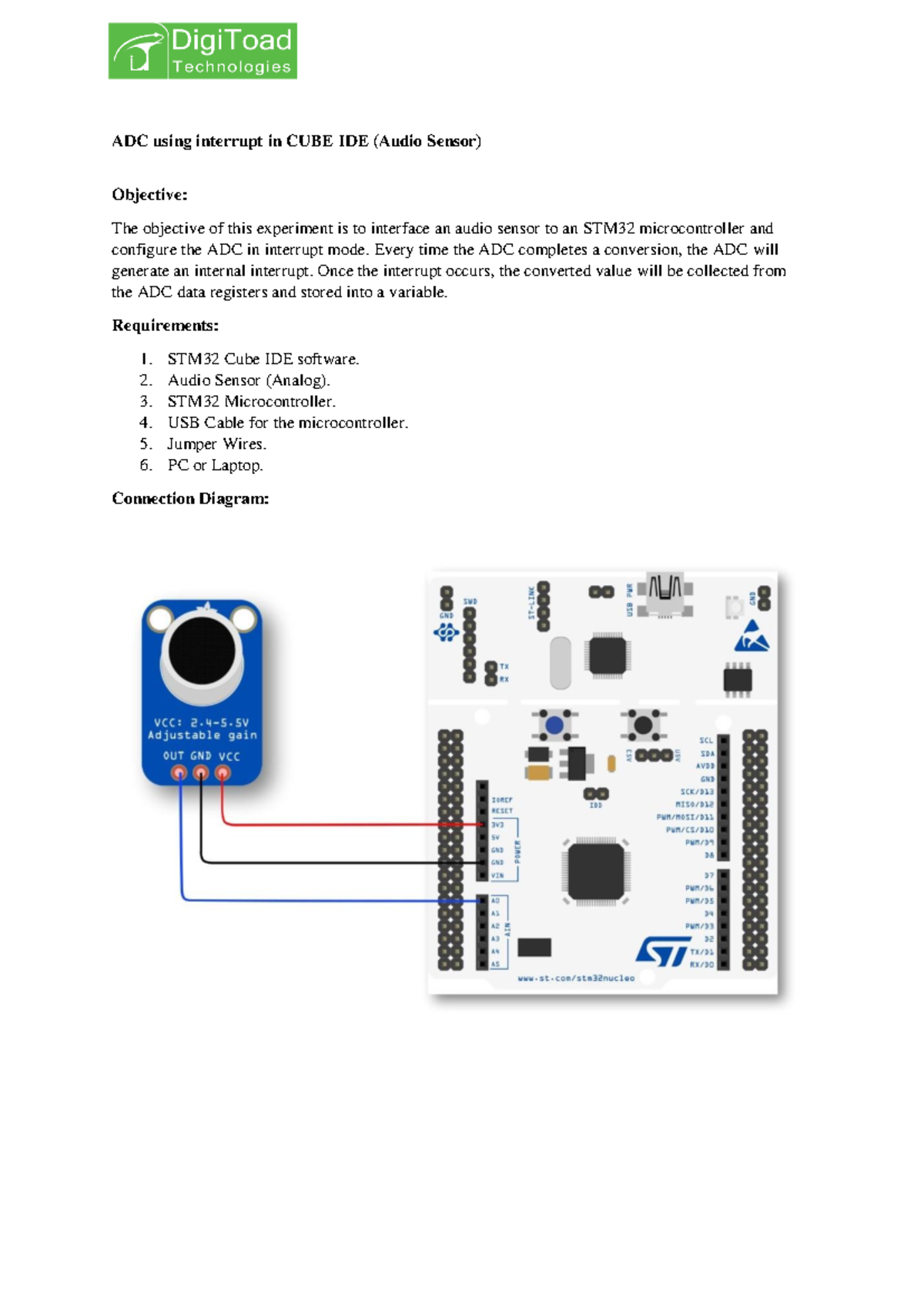 ADC with Interrupt in STM32 Cube IDE: Audio Sensor Setup - Studocu