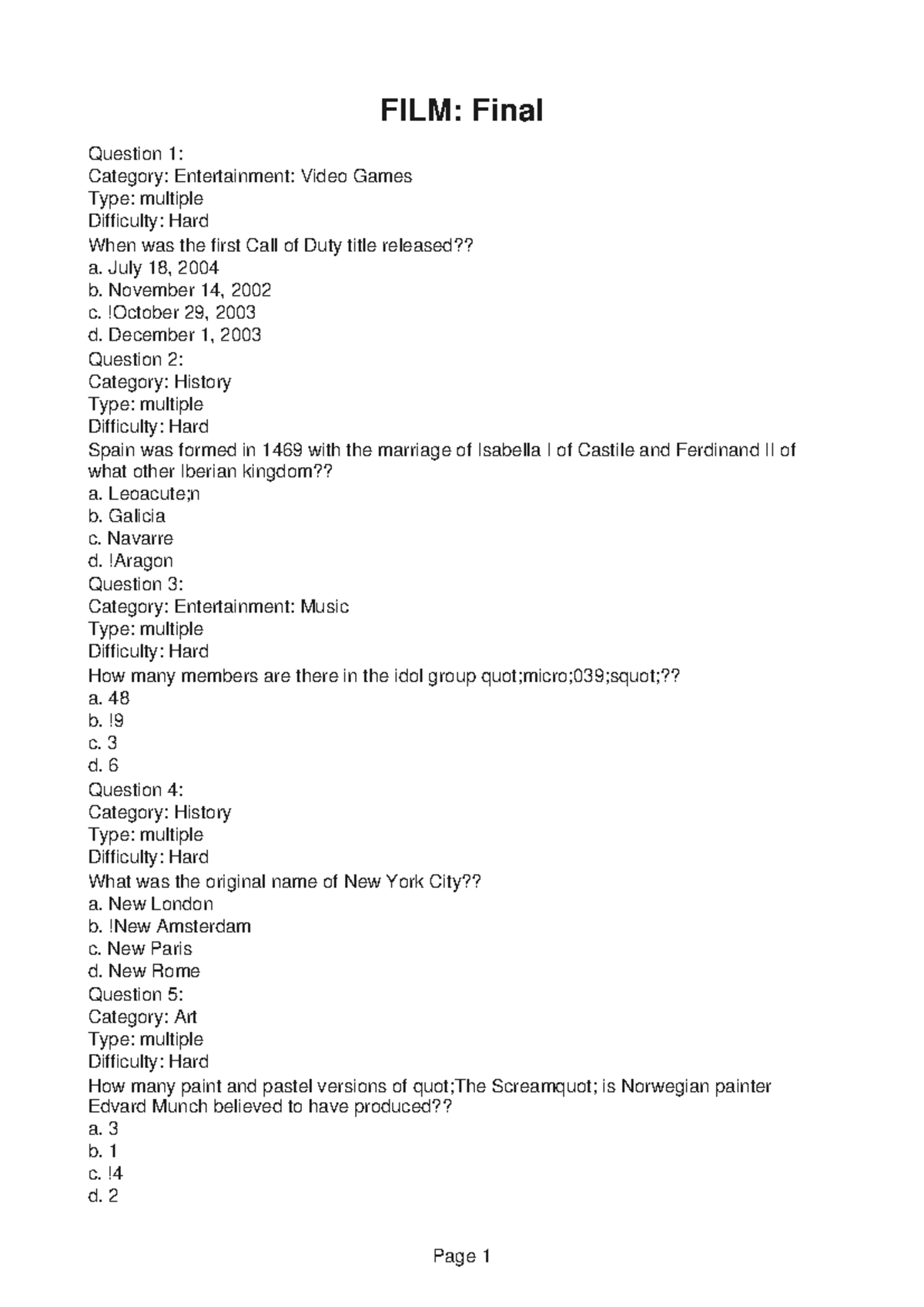 FILM292: Final Exam Questions on Entertainment & History - Studocu