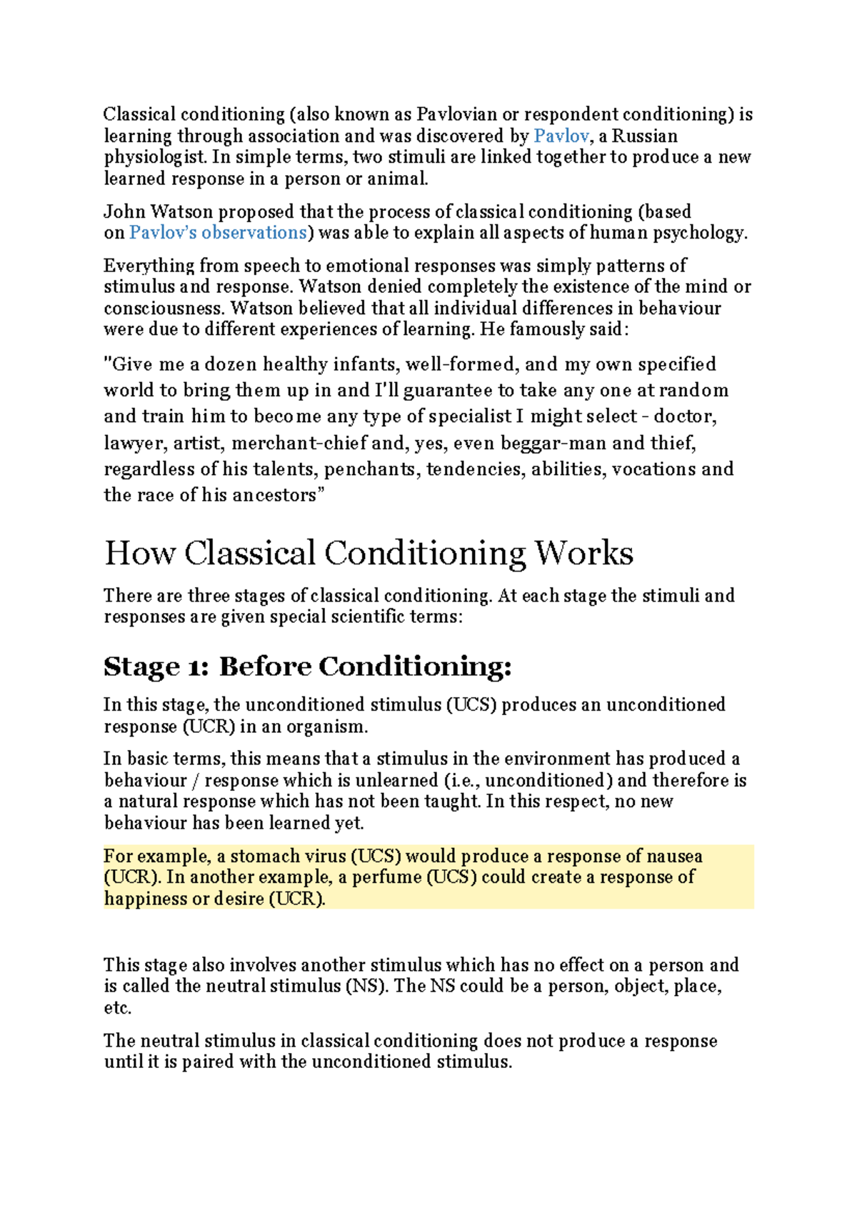 Classical conditioning - In simple terms, two stimuli are linked ...