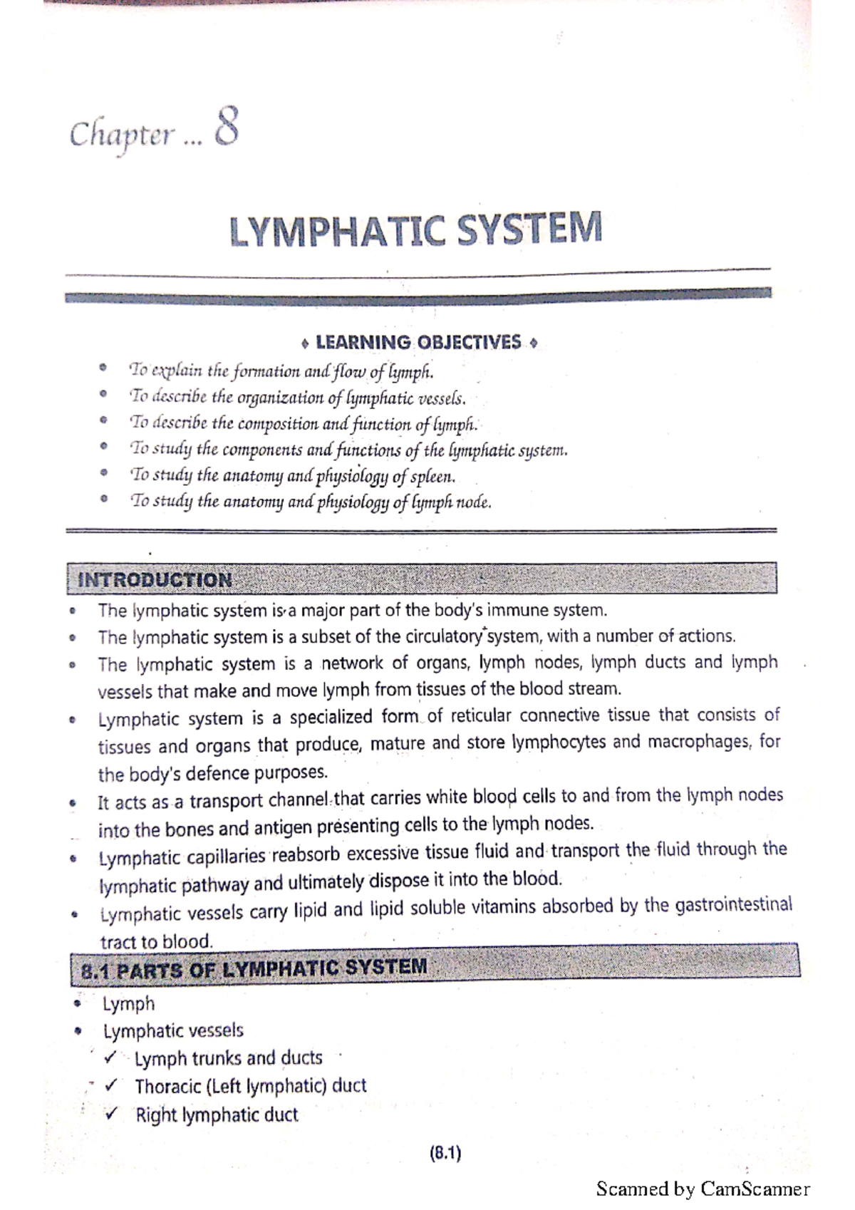 Lymphatic System Overview - Lecture Notes by Mr. Siboko - Studocu