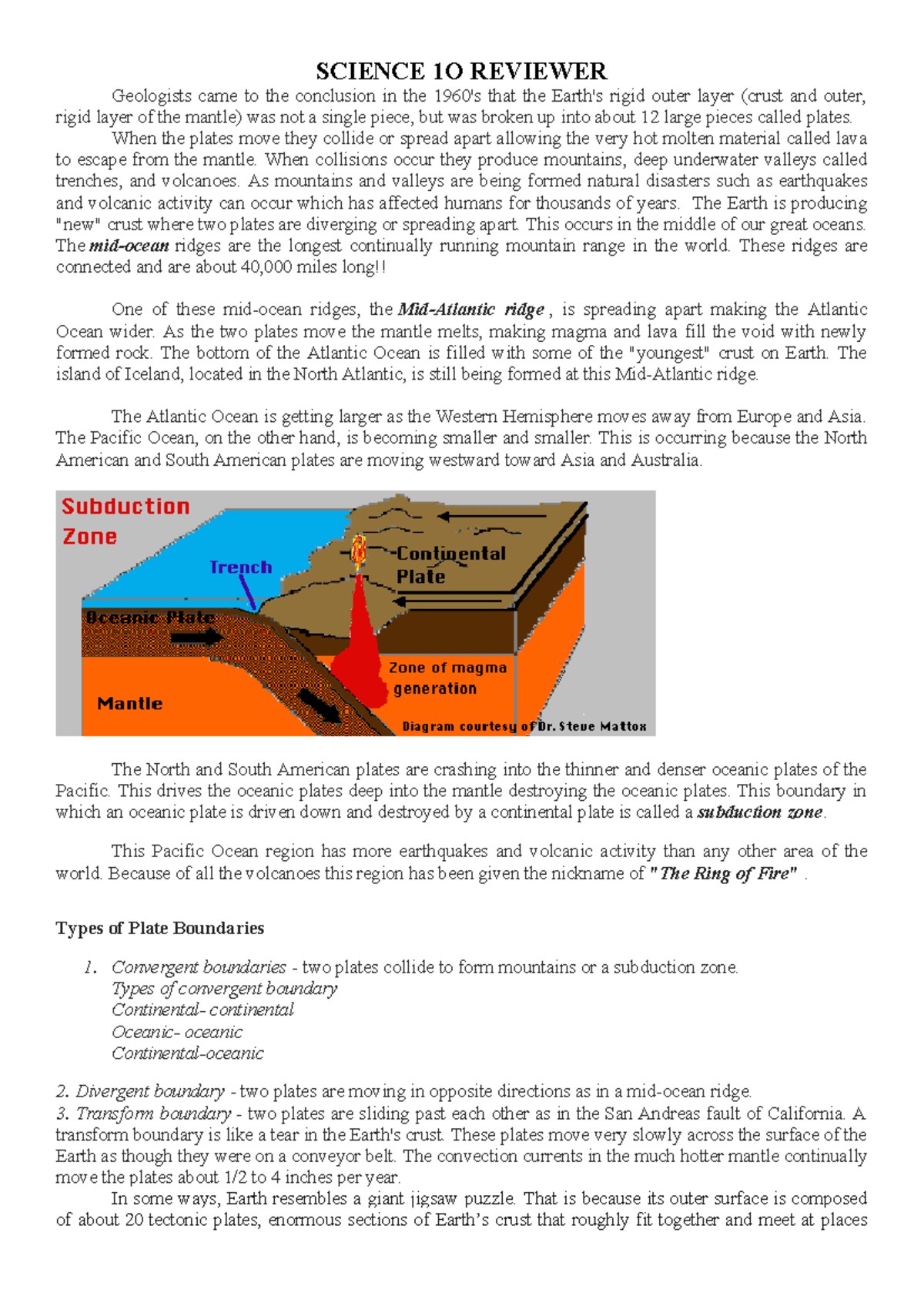 SCIENCE 1O: Plate Tectonics and Seafloor Spreading Overview - Studocu