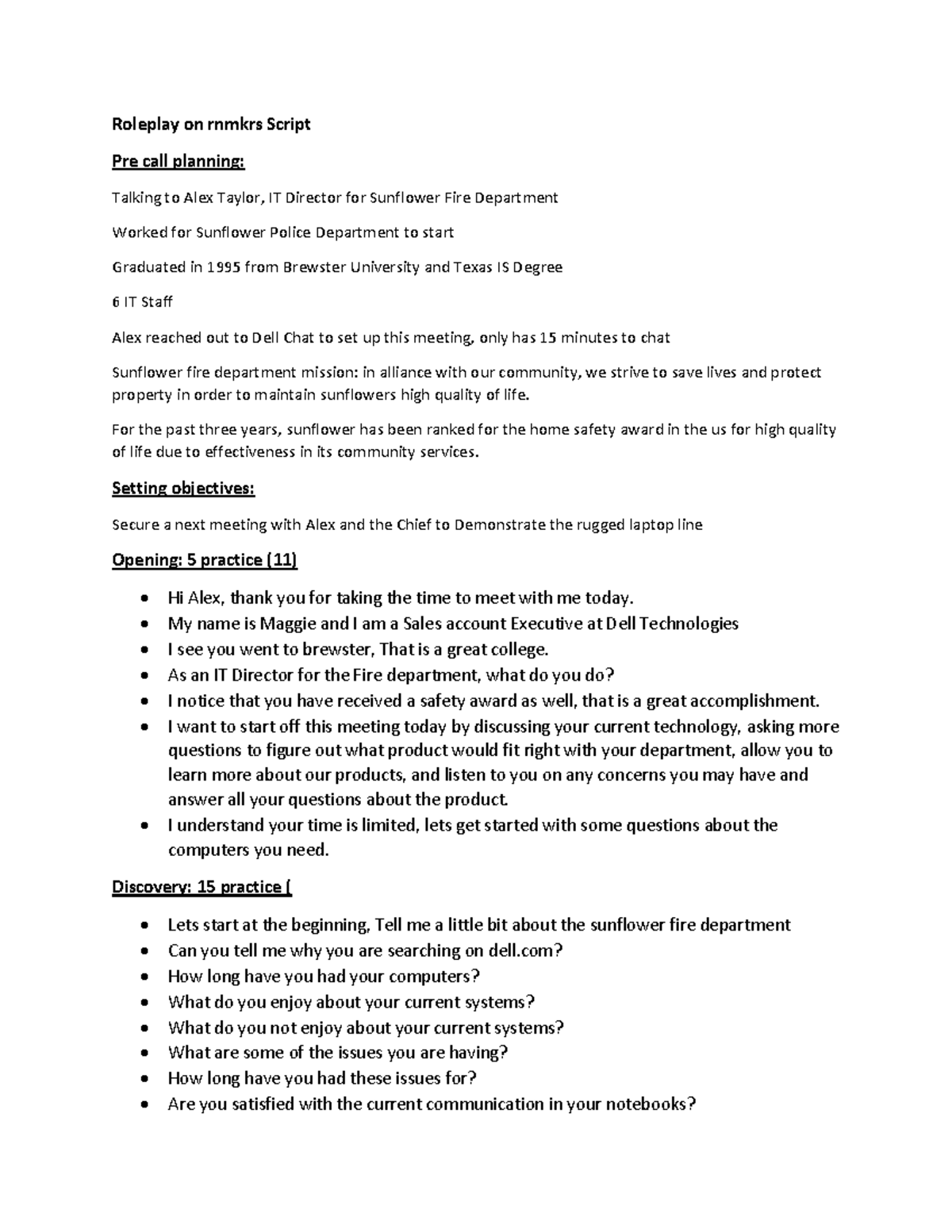 Dell Roleplay on rnmkrs Script - Roleplay on rnmkrs Script Pre call ...