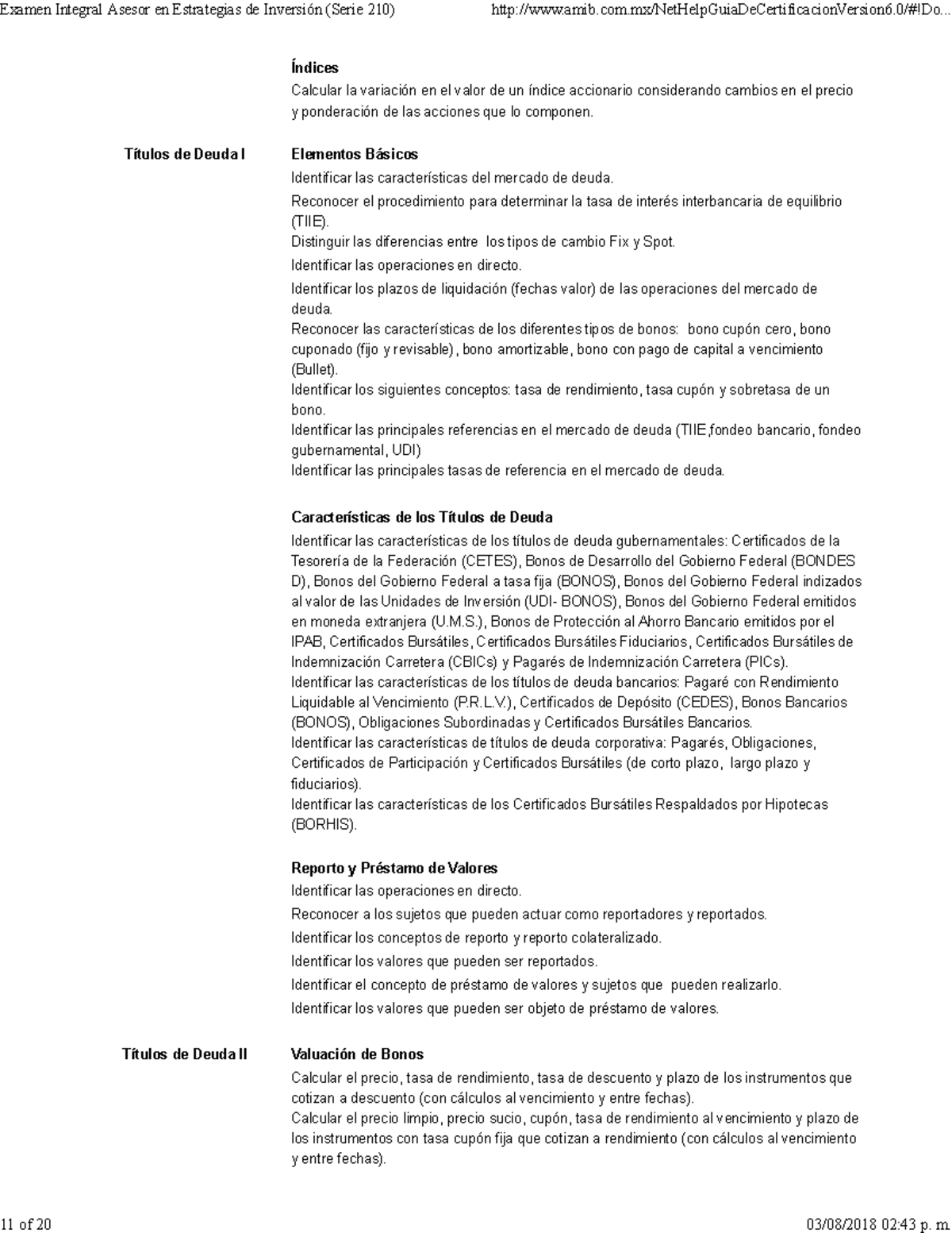 Análisis de Deuda AMIB: Temas Clave para el Examen Integral (Serie 210 ...
