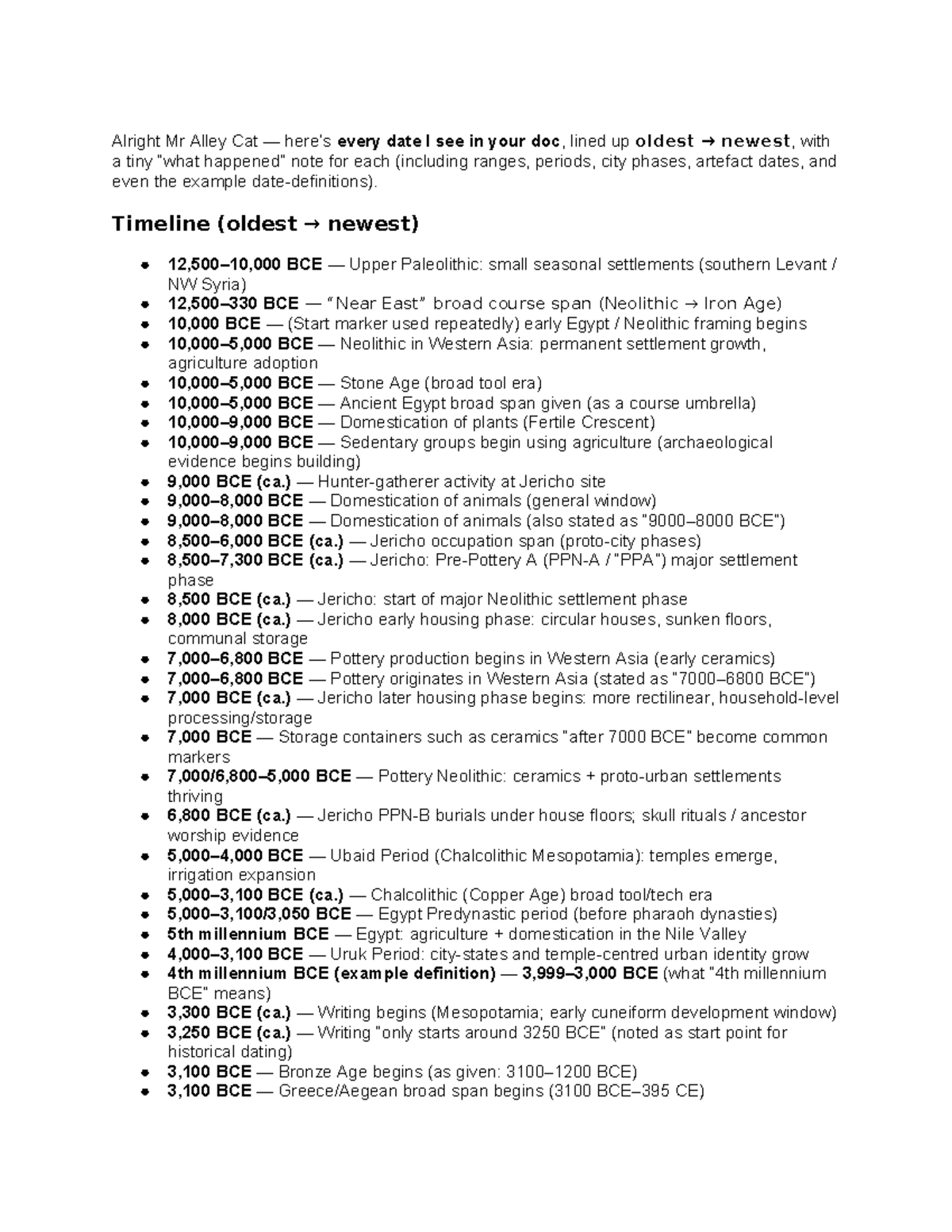 BCE Timeline Study Notes: Ancient Civilizations & Key Events - Studocu