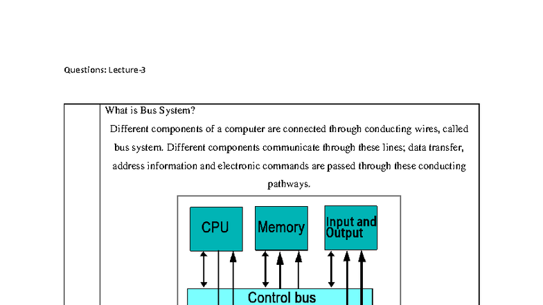 Q&A LEC 3 - Bus System and Computer Architecture Concepts - Studocu