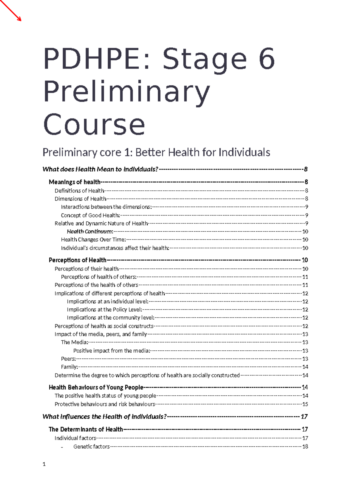 PDHPE: Stage 6 Preliminary Course - Understanding Health Dimensions and ...