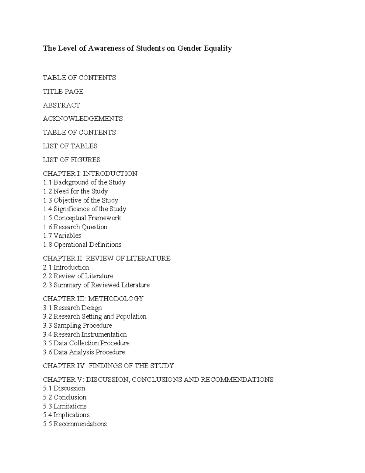 Awareness and Attitudes on Gender Equality Among Men: RRL Study - Studocu