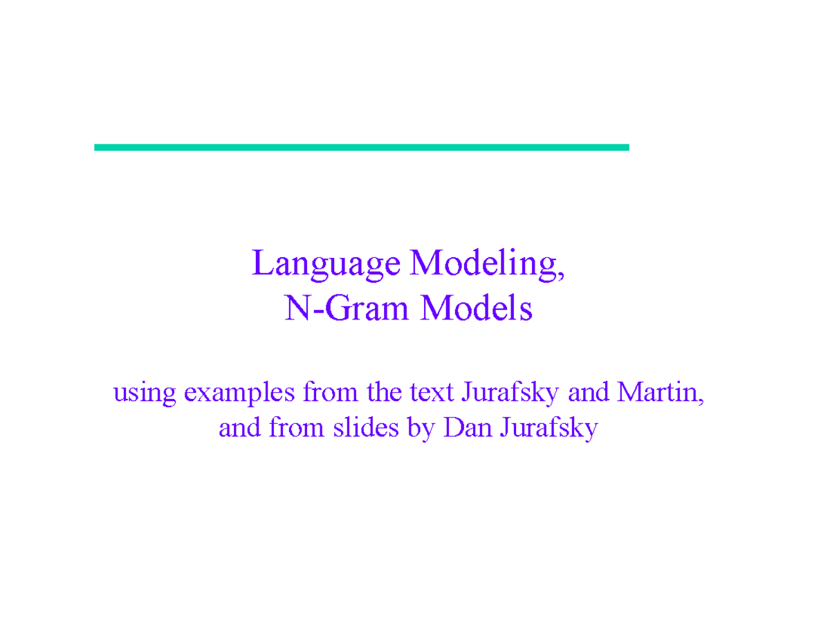 Language Modeling: N-grams and Probabilities (NLP 101) - Studocu