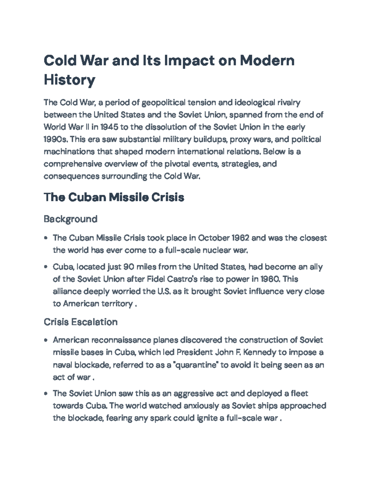 Cold War Policies and Their Lasting Impact on Modern History - Cold War ...
