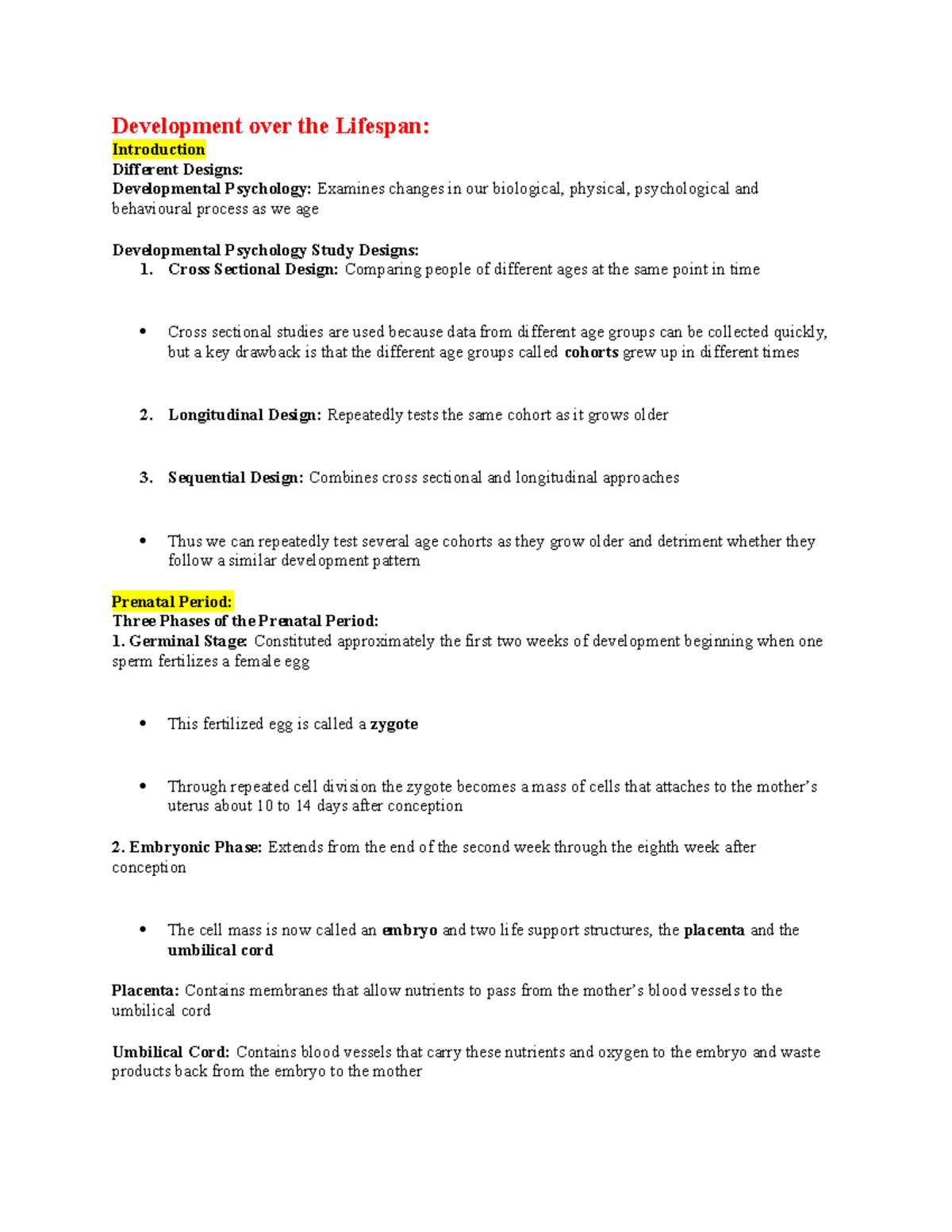 Development over the Lifespan: Key Concepts in Developmental Psychology ...