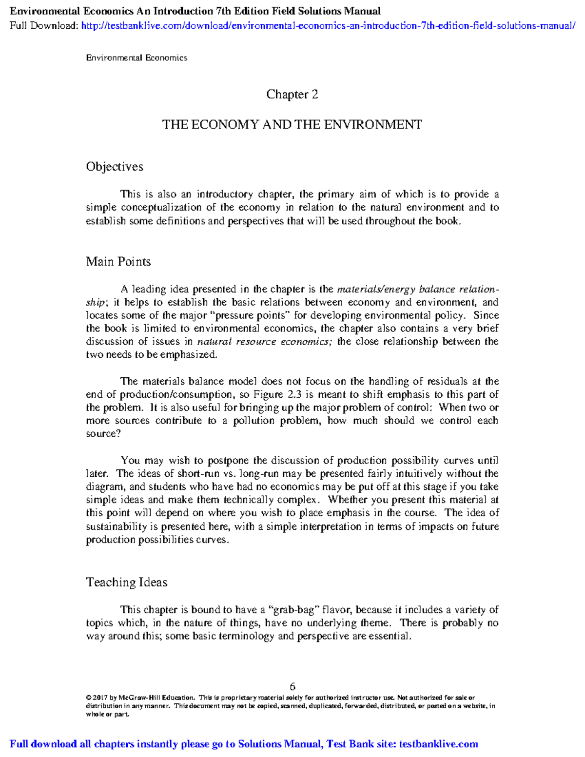 Environmental Economics 7th Ed. Solutions Manual - Introductory ...