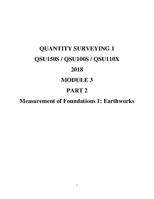 Module 3 PART 2 - Measurement of Foundations 1: Earthwork - QUANTITY SURVEYING 1 QSU150S ...