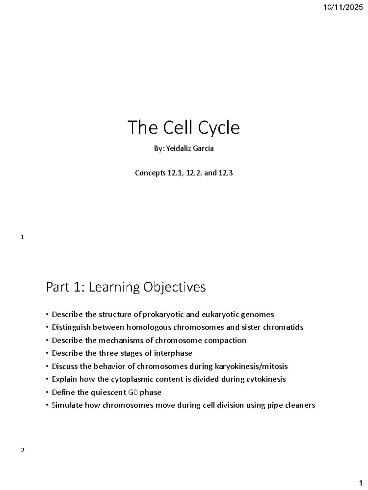 Cell Cycle Overview: Mitosis, Interphase, & Regulation (Concepts 12.1 ...