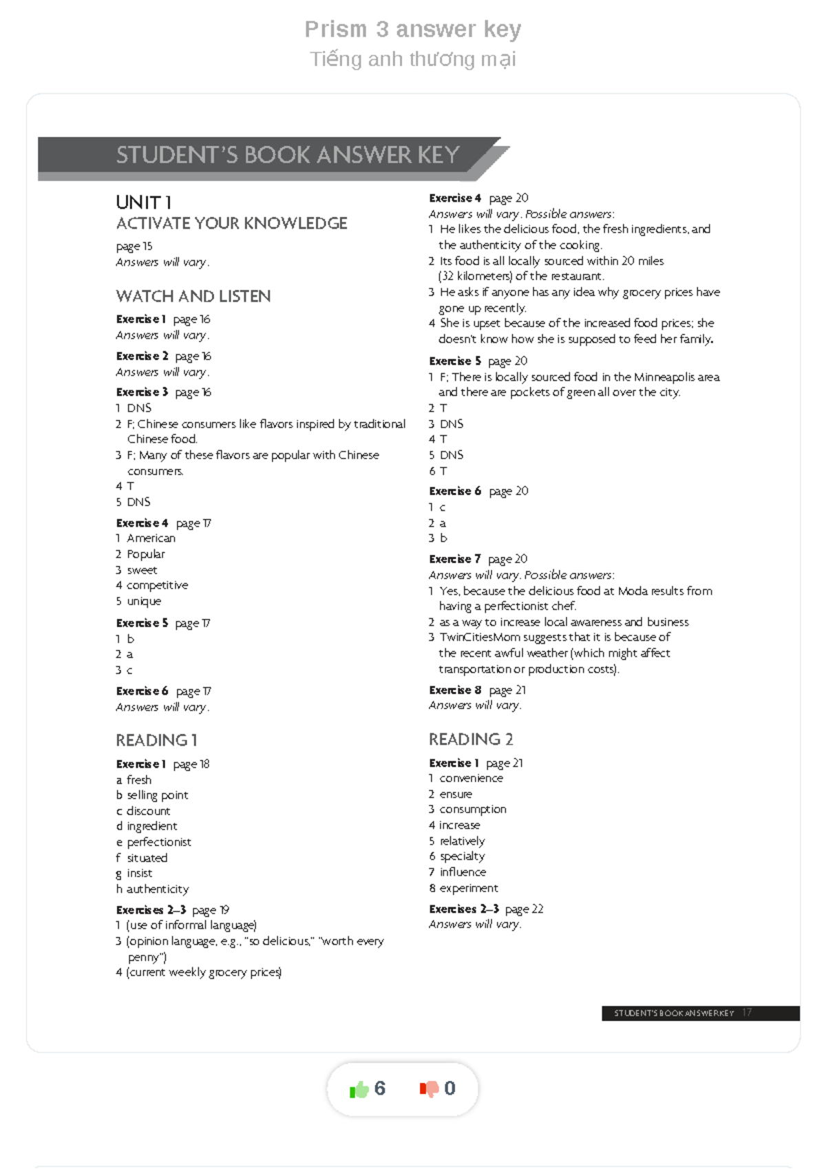 Prism-3 Final Exam Answer Key for Student's Book Activities - Studocu