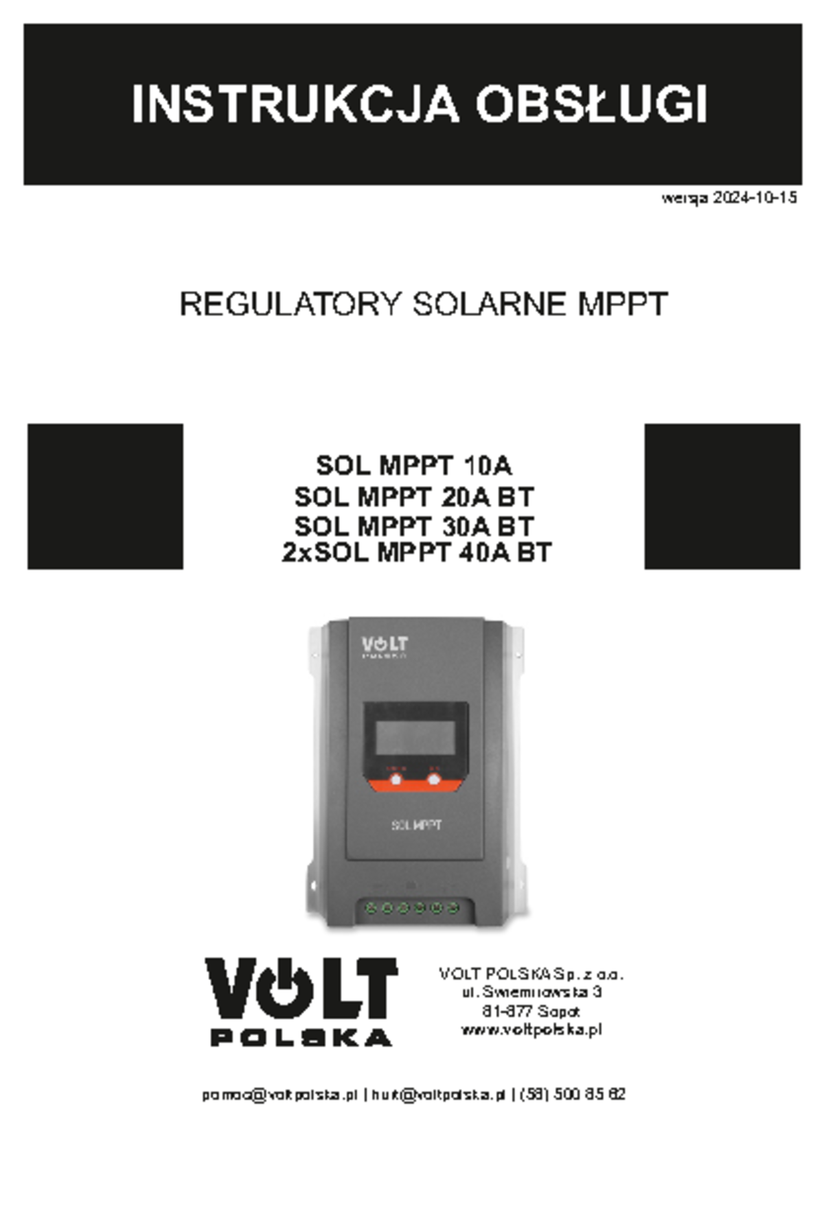 Instrukcja VOLT 10A 20A 30A 40A SOL MPPT BT 2024-10-15 - INSTRUKCJA ...