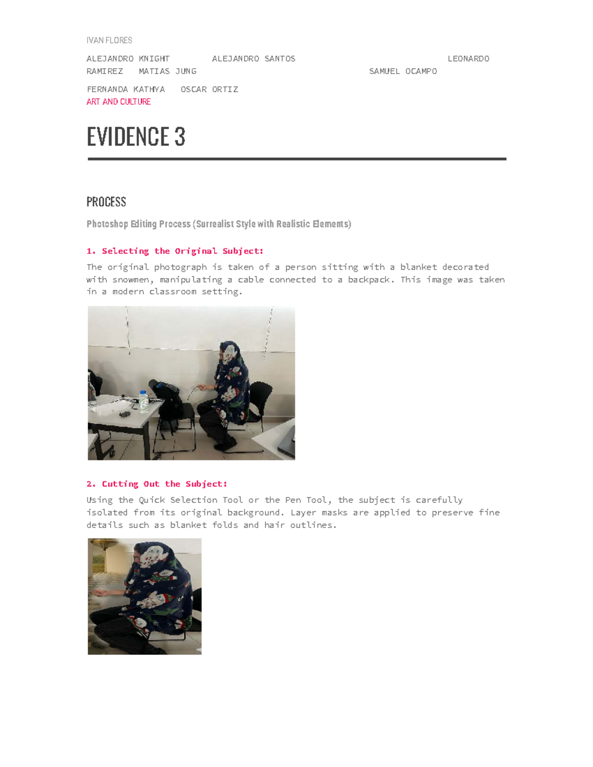 Evidence 3: Photoshop Editing Process in Surrealist Art & Culture - Studocu