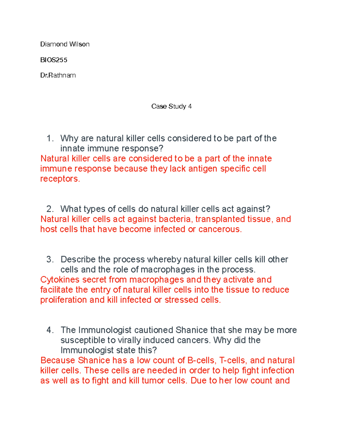 Case Study 4 - Diamond Wilson BIOS Dr Case Study 4 Why are natural ...