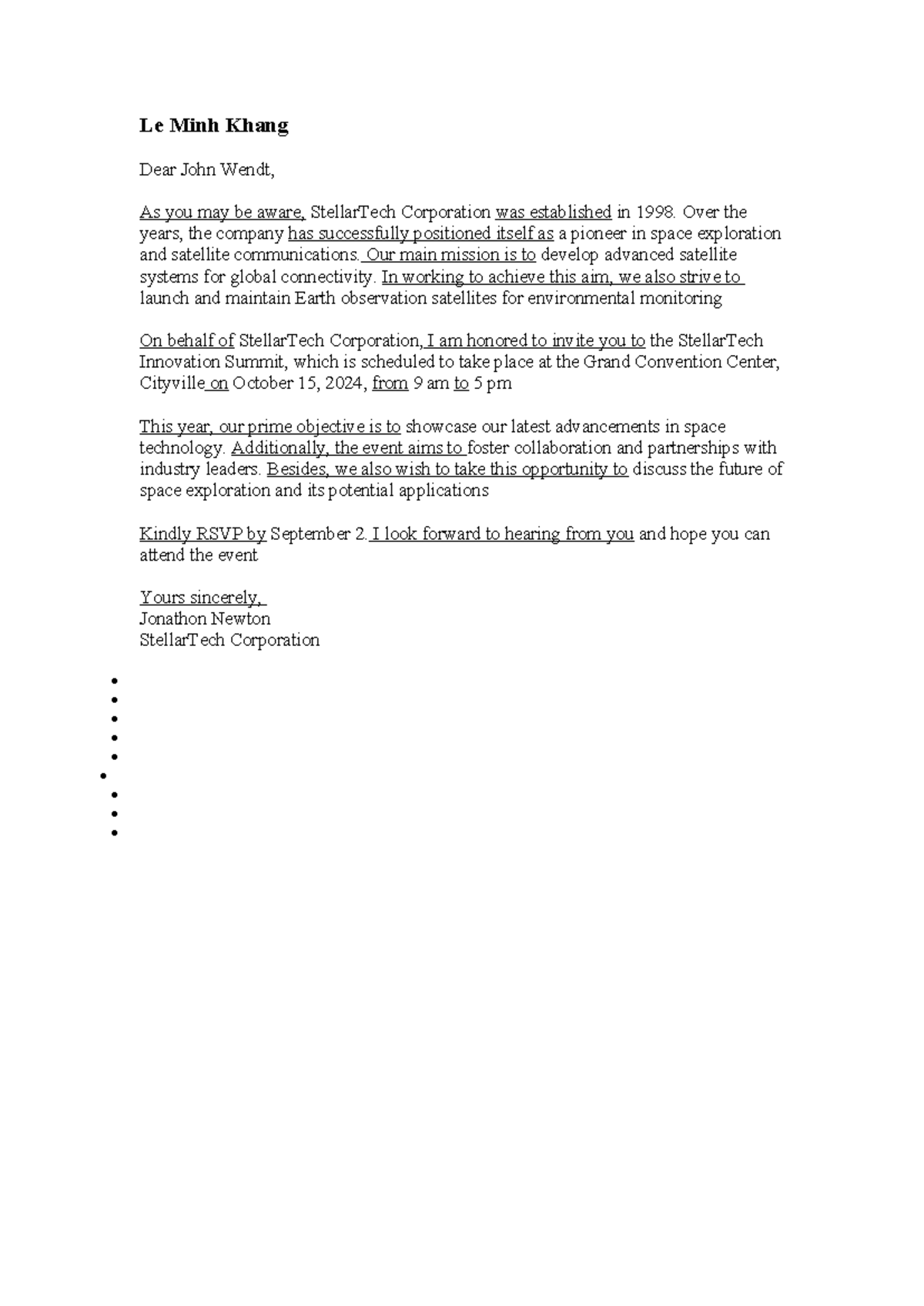 StellarTech Innovation Summit Invitation - Oct 15, 2024 - Studocu