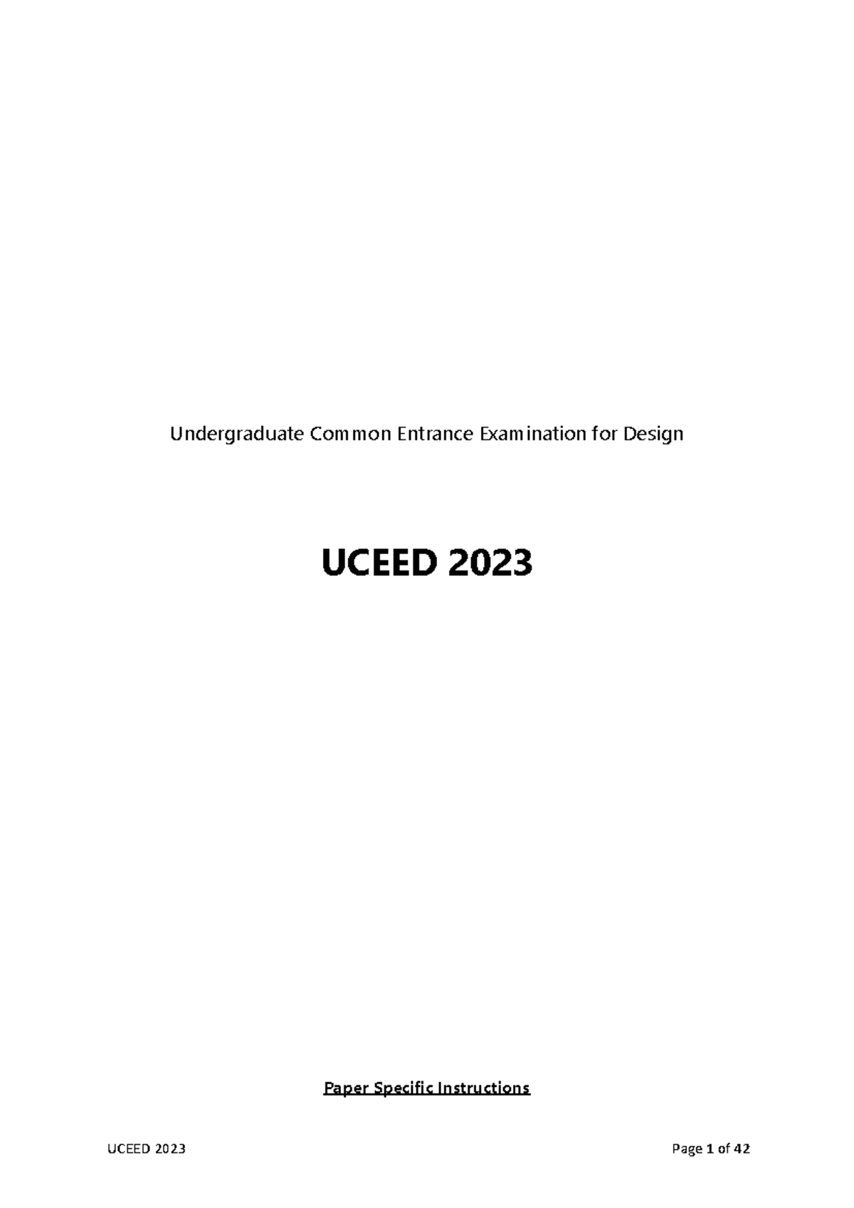 UCEED 2023 Final Exam Question Paper Overview and Marking Scheme - Studocu