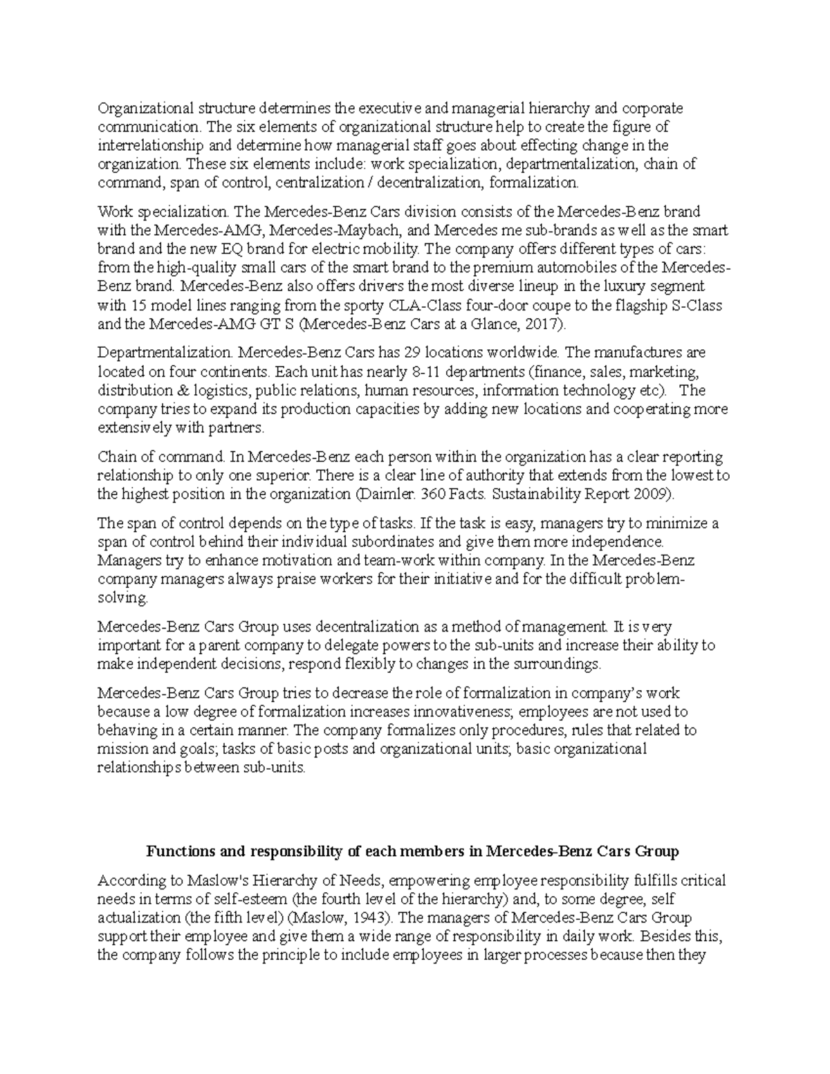 Sale-organization-mercedes - Organizational structure determines the ...