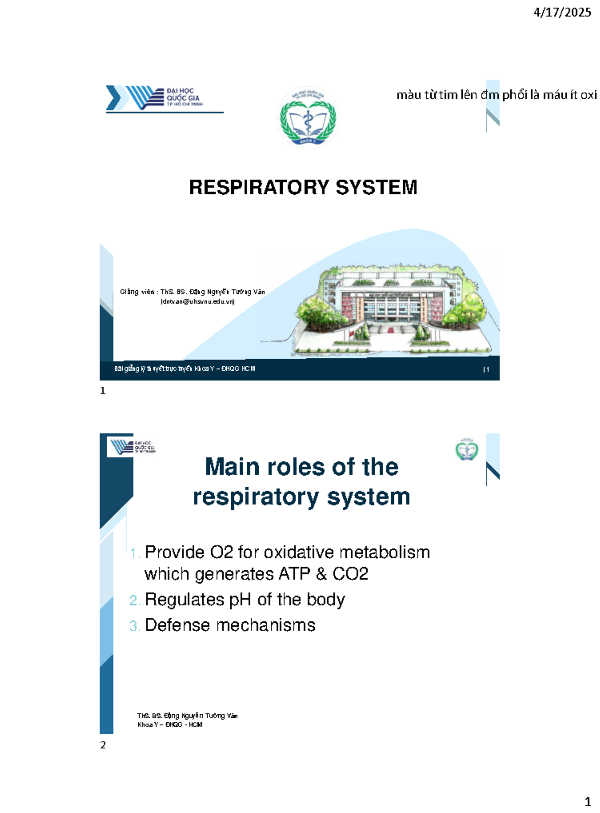 4/17/2025 - Lecture Notes on the Respiratory System - Studocu