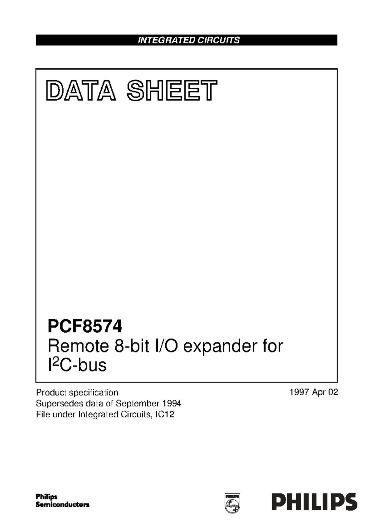 PCF8574 Product Specification: Remote Expander Data Sheet - Studocu