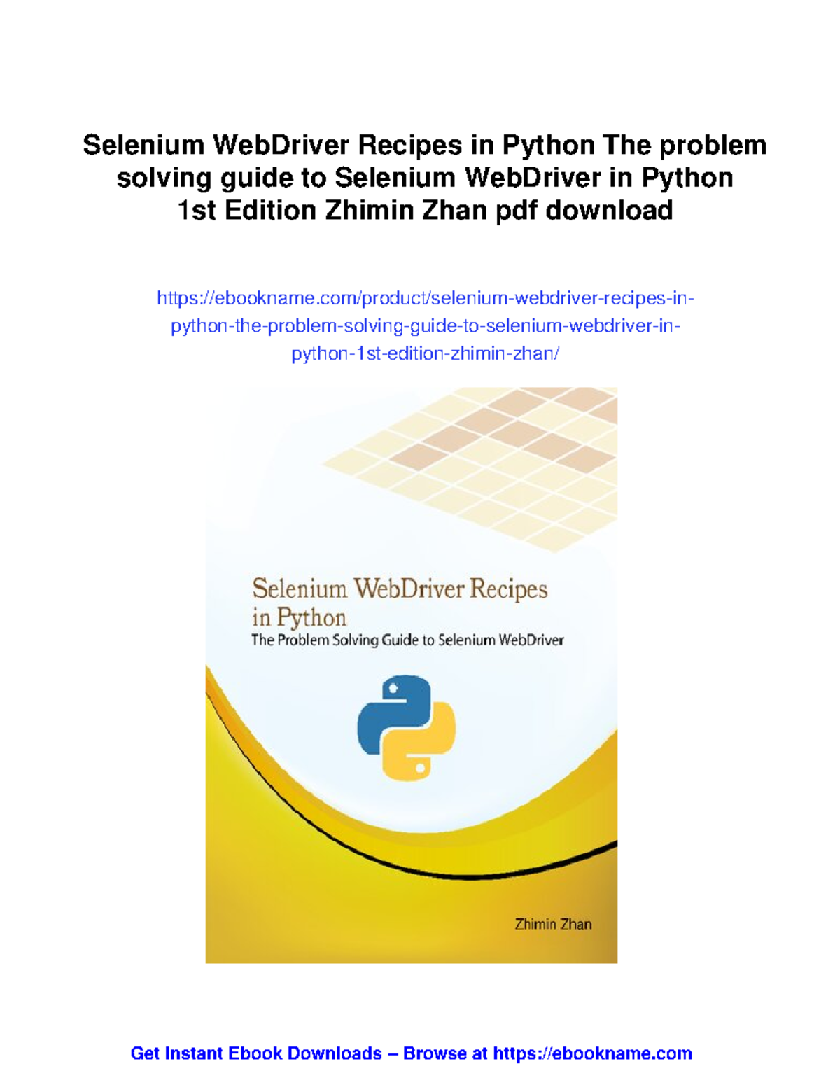 Selenium Webdriver Recipes In Python A Problem Solving Guide Studocu