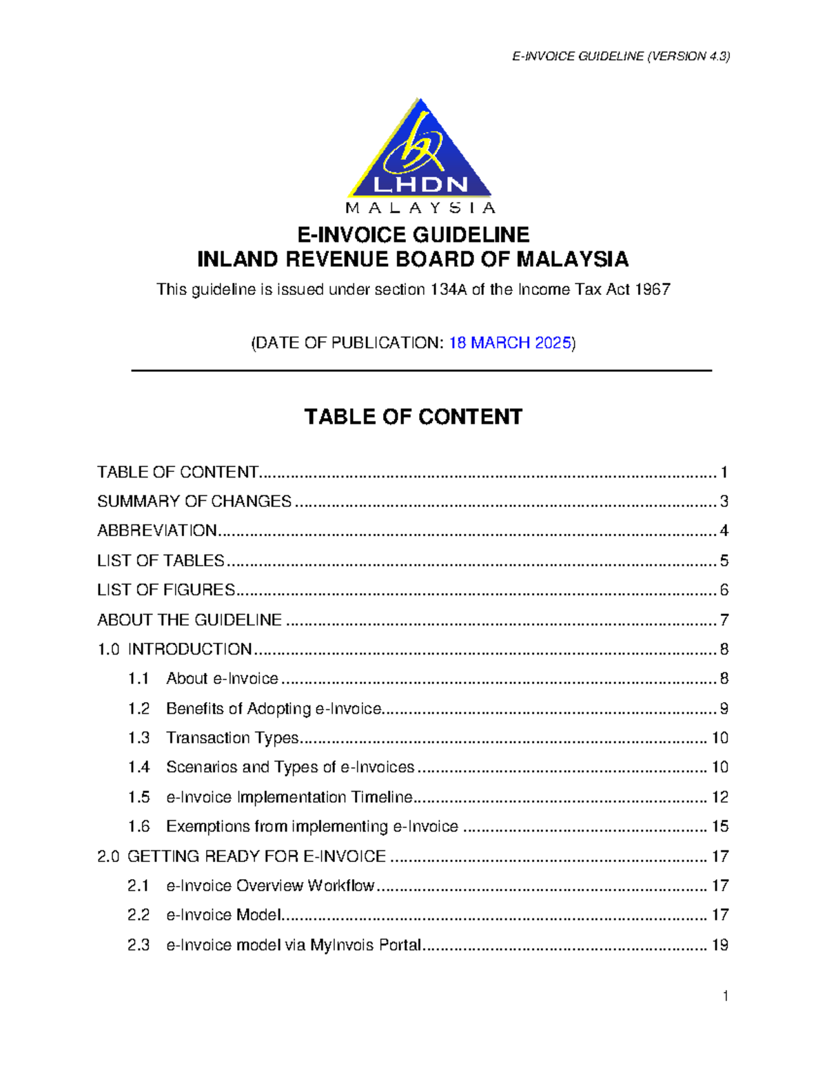 IRBM E-Invoice Guideline (Version 4.3) for Tax Compliance - Studocu