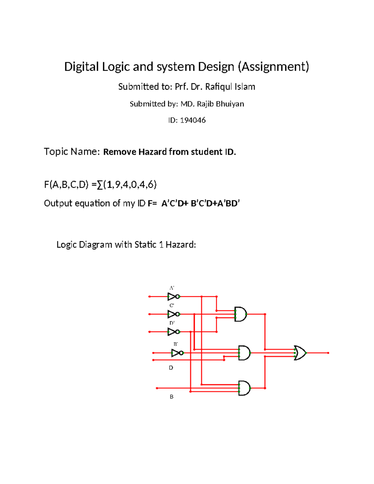 Digital Logic and System Design (Assignment) - Hazard Analysis - Studocu