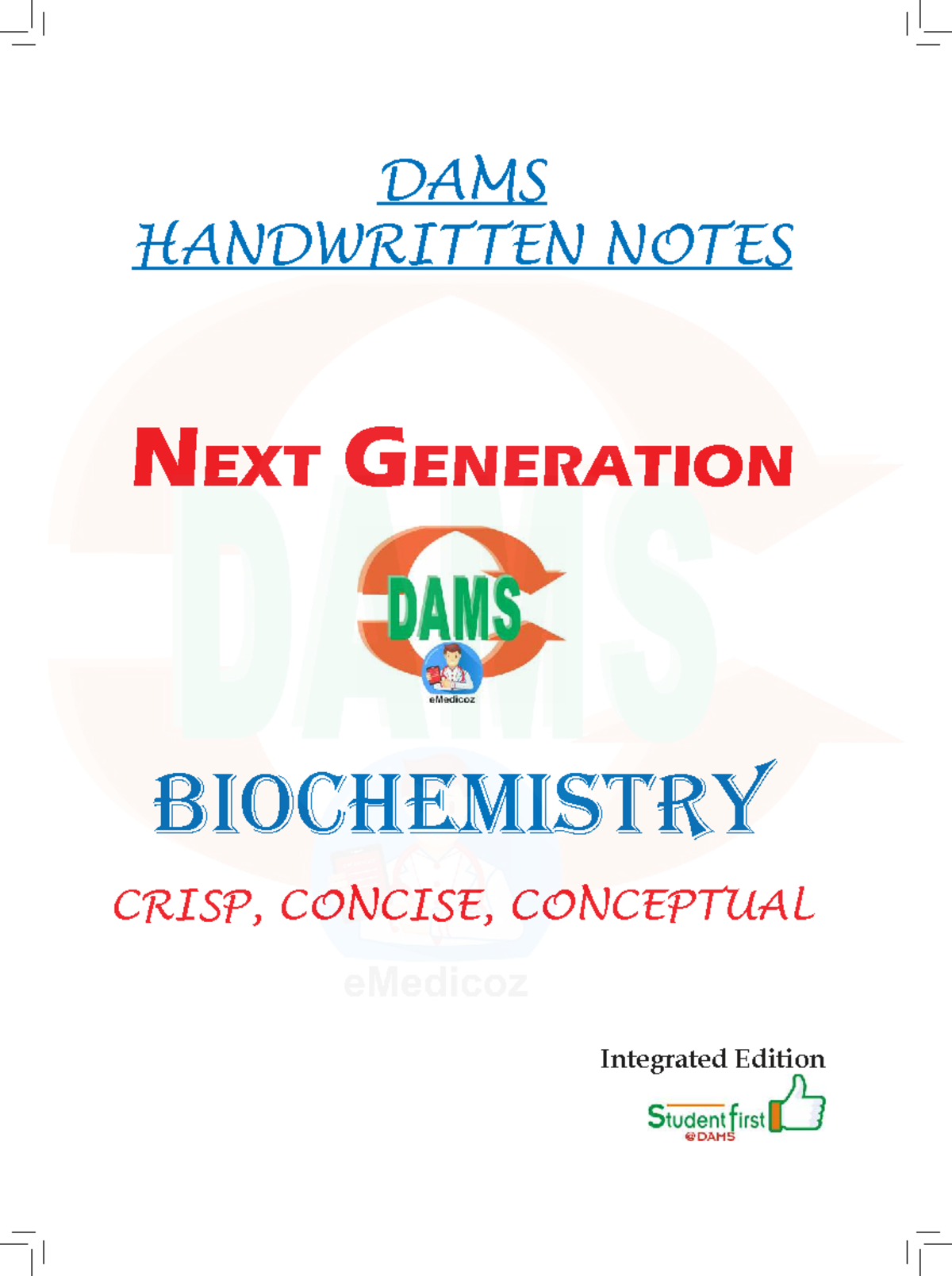 DAMS Biochemistry Handwritten Notes 2023: Crisp & Concise - Studocu