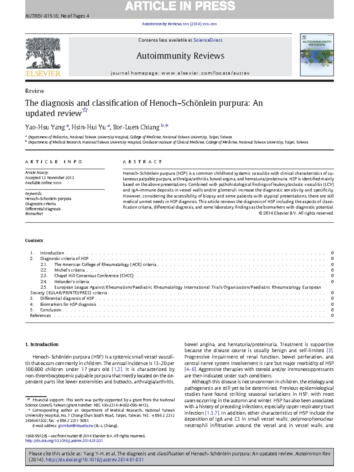Henoch-Schönlein Purpura (HSP) Diagnostic Criteria Update ...