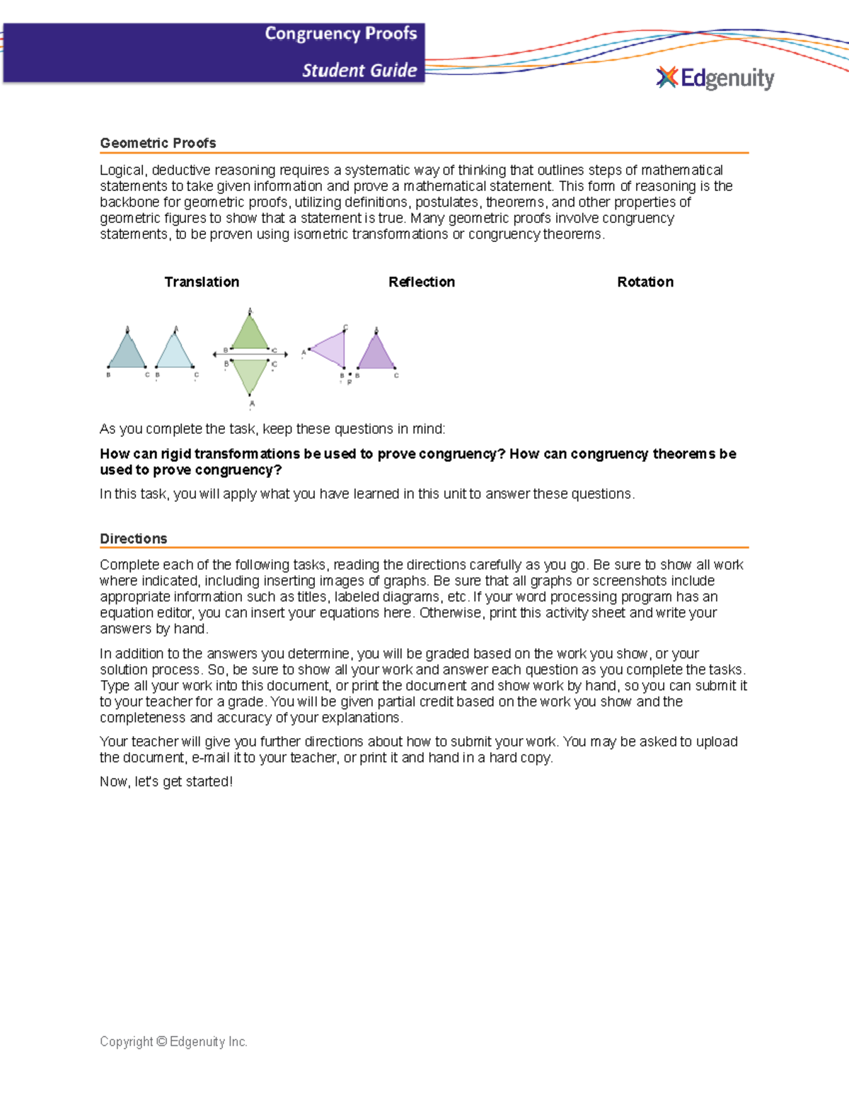7 Congruency Proofs-Student Guide (2) - Geometric Proofs Logical ...