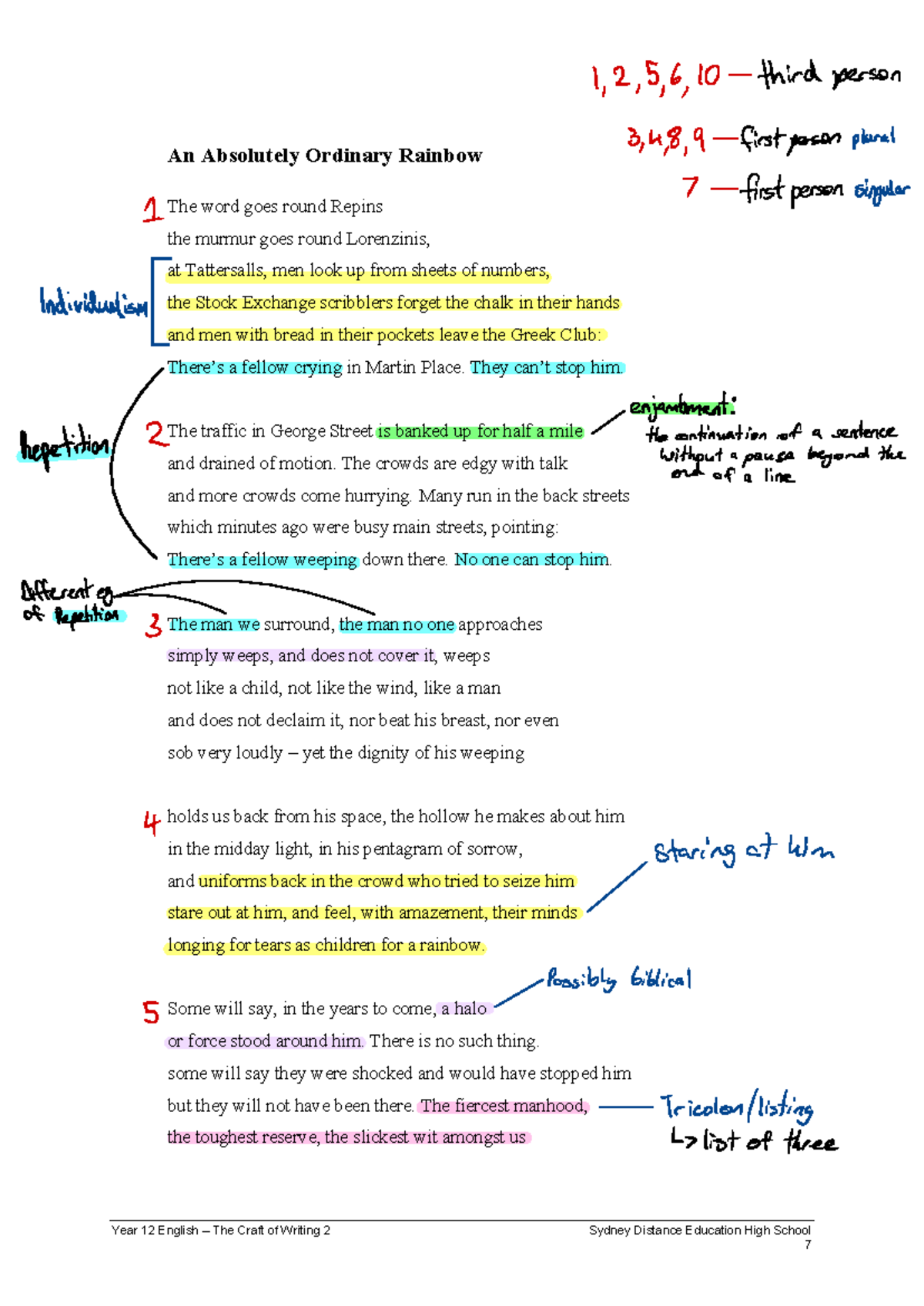 Les Murray's Annotated Poem: "An Absolutely Ordinary Rainbow" - Studocu