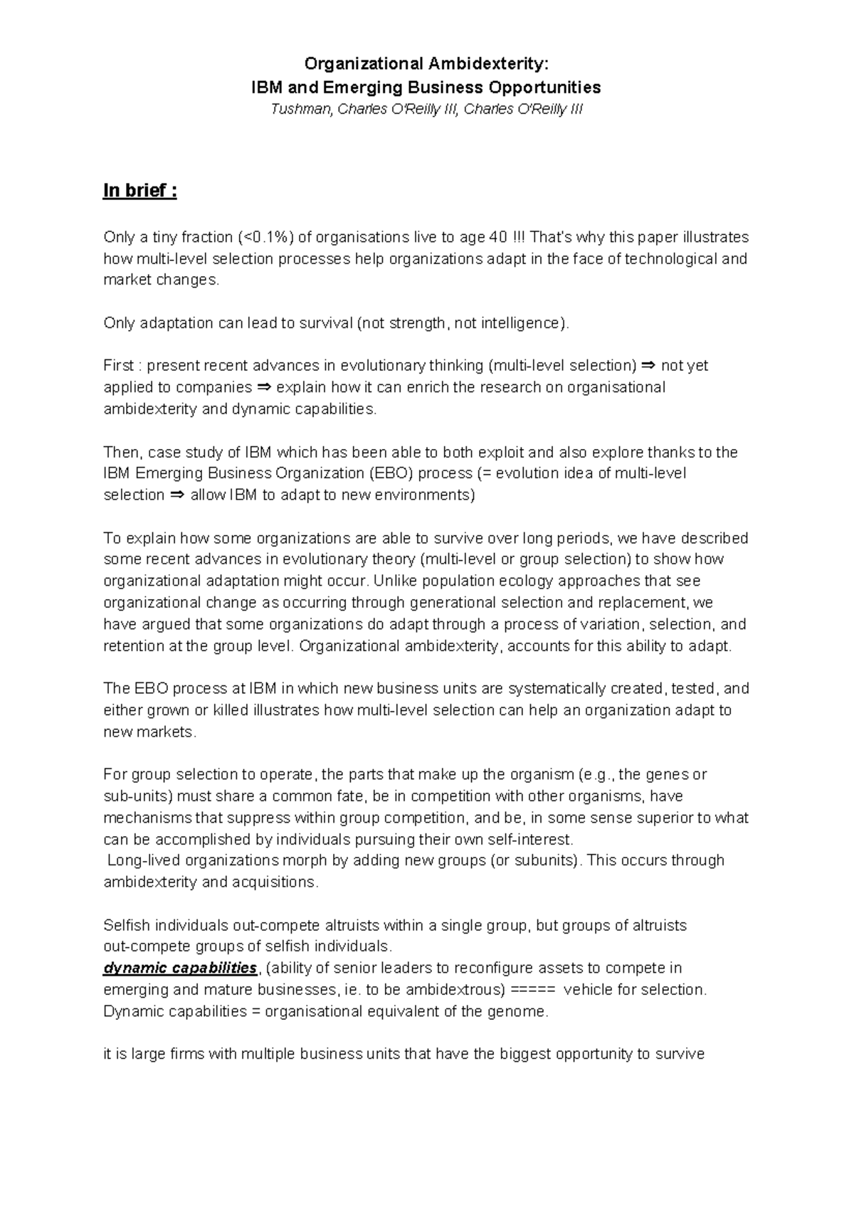 I.4 - Exploring Organizational Ambidexterity: IBM's EBO Insights ...